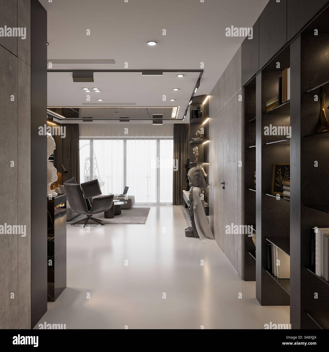 3d render of luxury home interior living room Stock Photo - Alamy