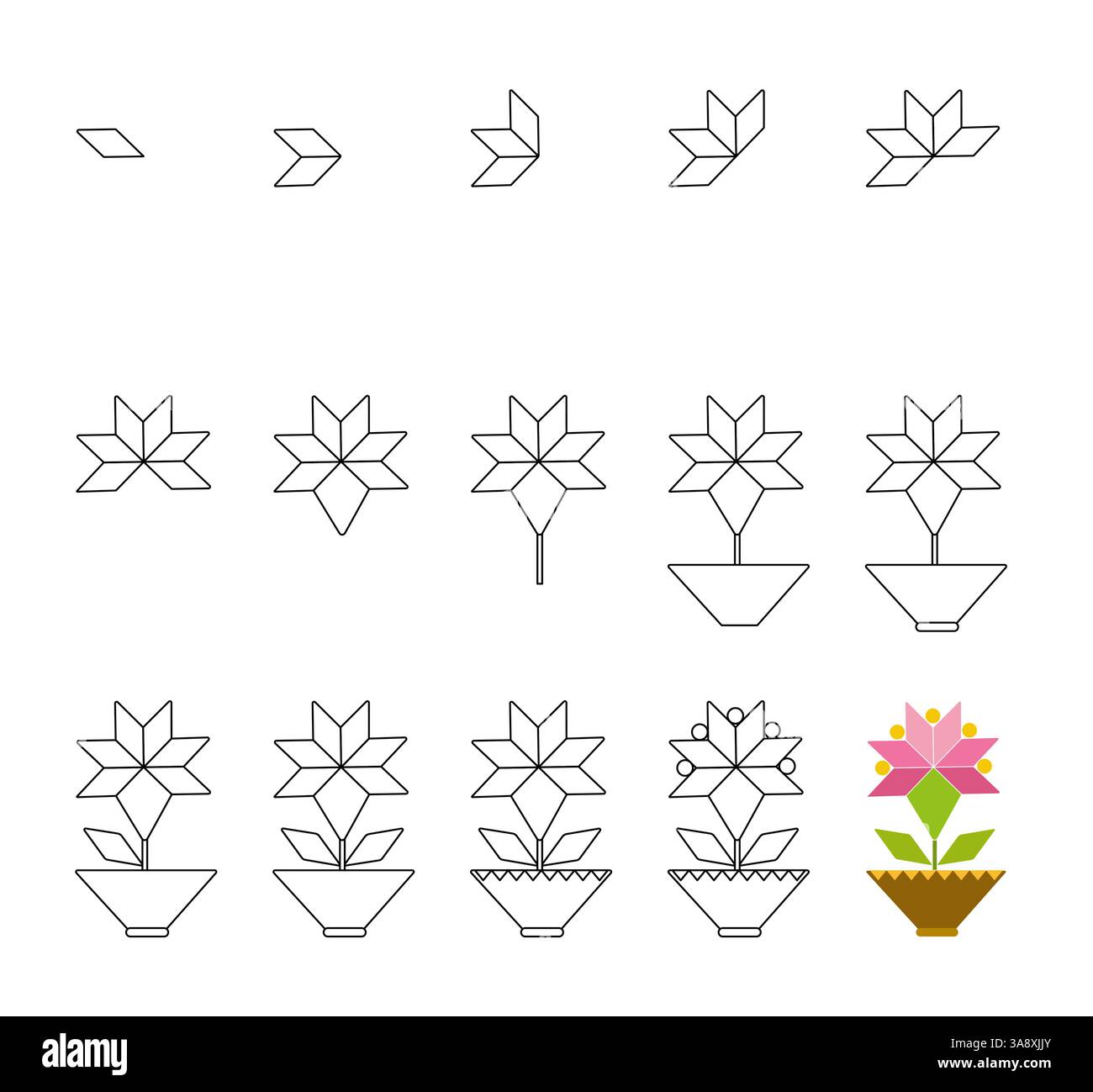How to draw step by step? Worksheet easy guide to drawing cartoon pot ...