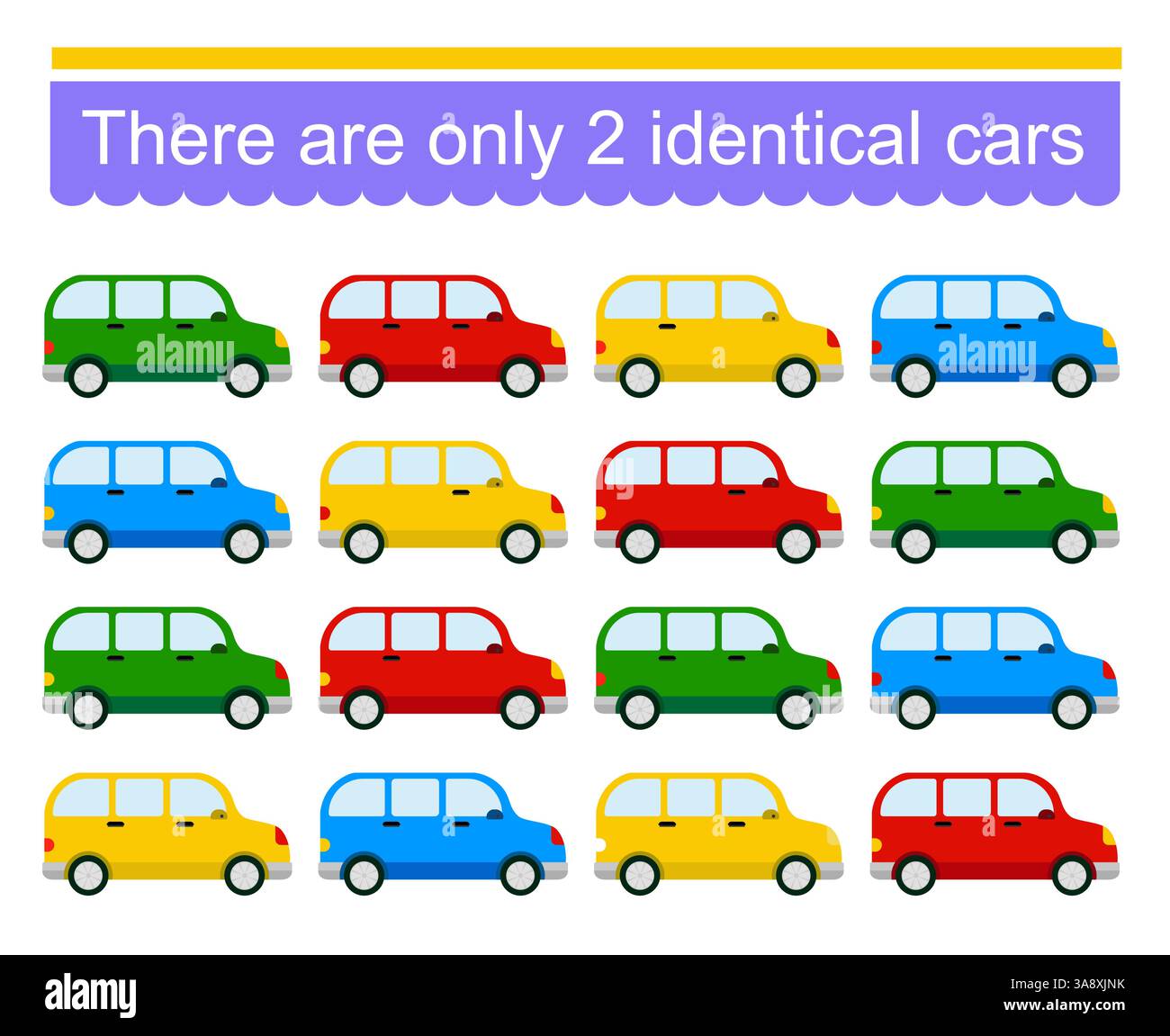 Fun puzzle game. Need to find two identical cars. Task for development of attention and logic ...