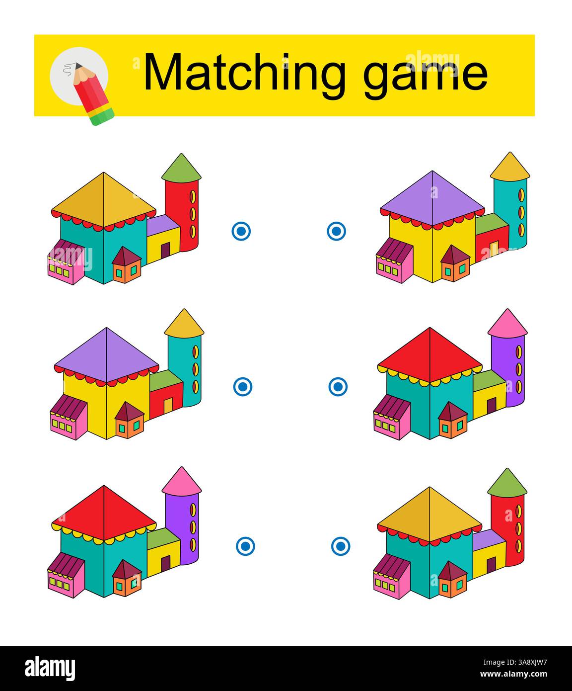Matching game. Attention task for kids. Vector illustration of cartoon ...