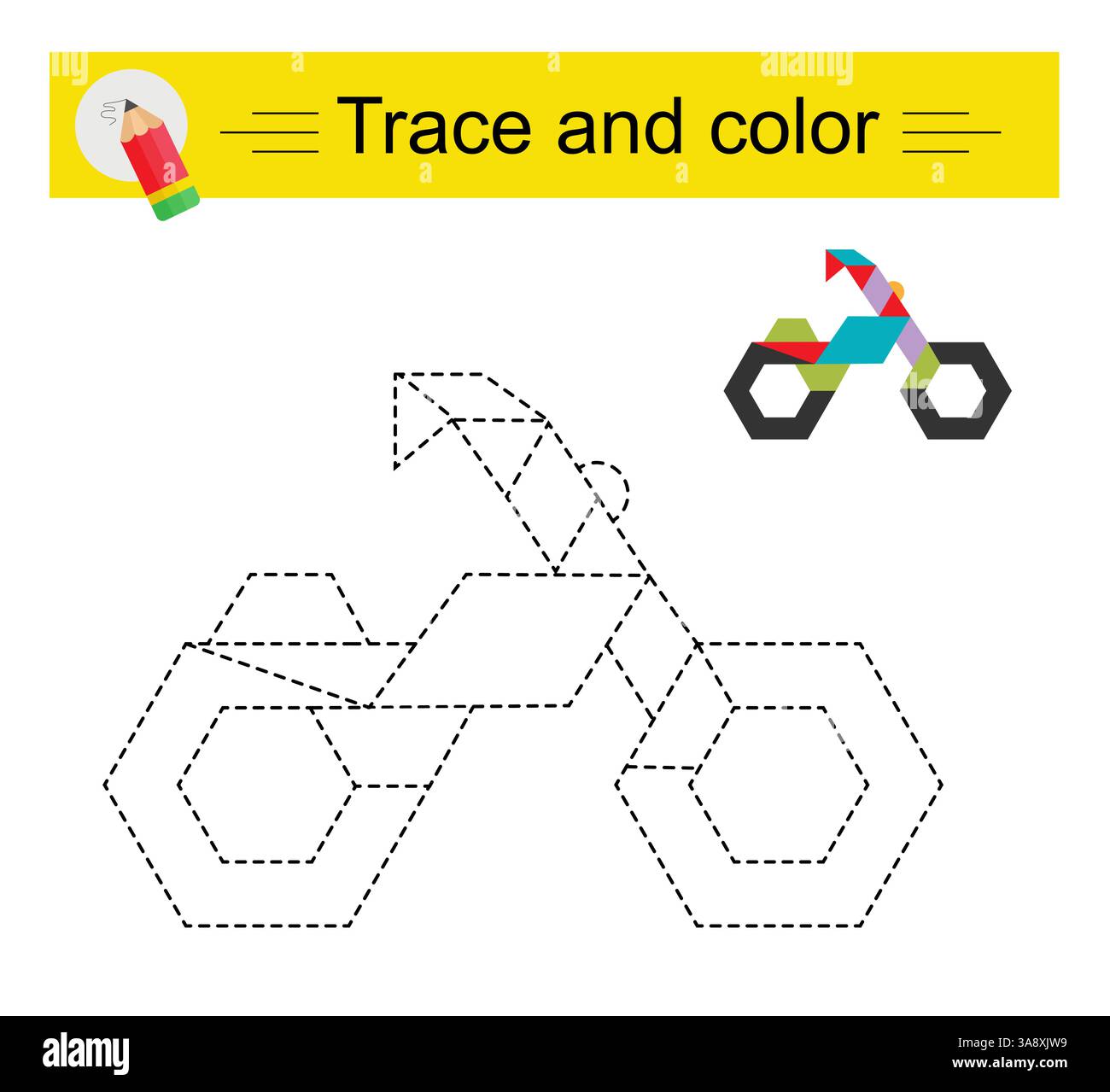 Trace and color for children. Preschool worksheet for practicing fine ...