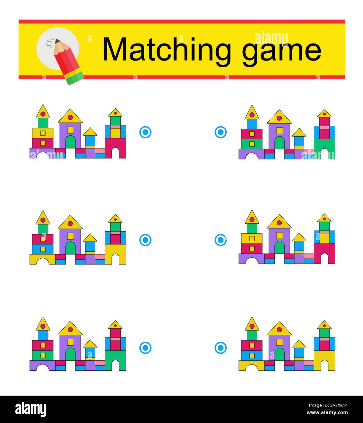 Matching game. Attention task for kids. Vector illustration of cartoon ...