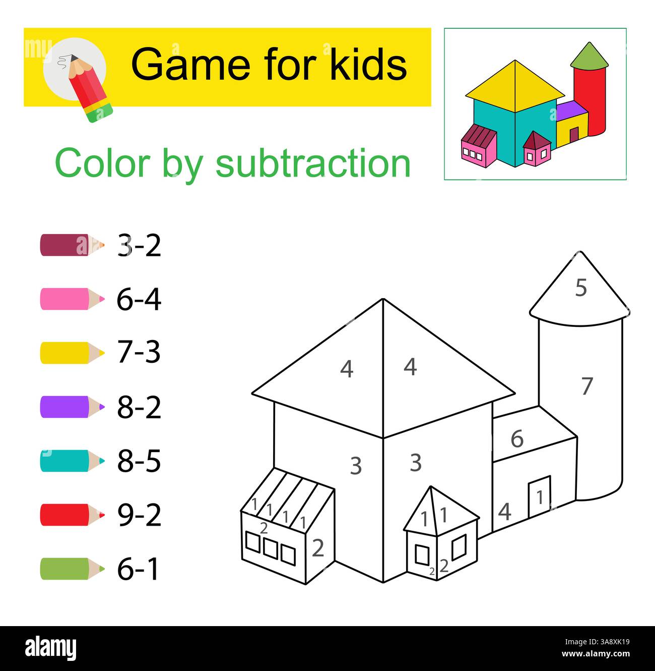 Coloring pages. Color by subtraction. Vector illustration for children ...