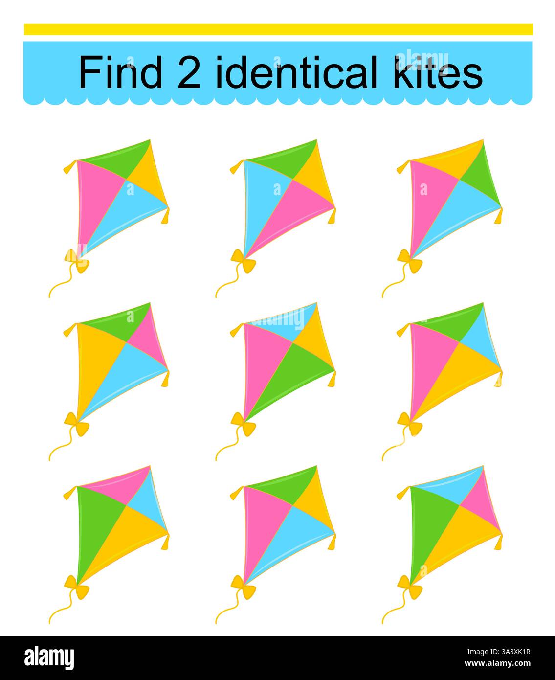 Educational game for kids. Need to find two identical kıtes. Task for ...