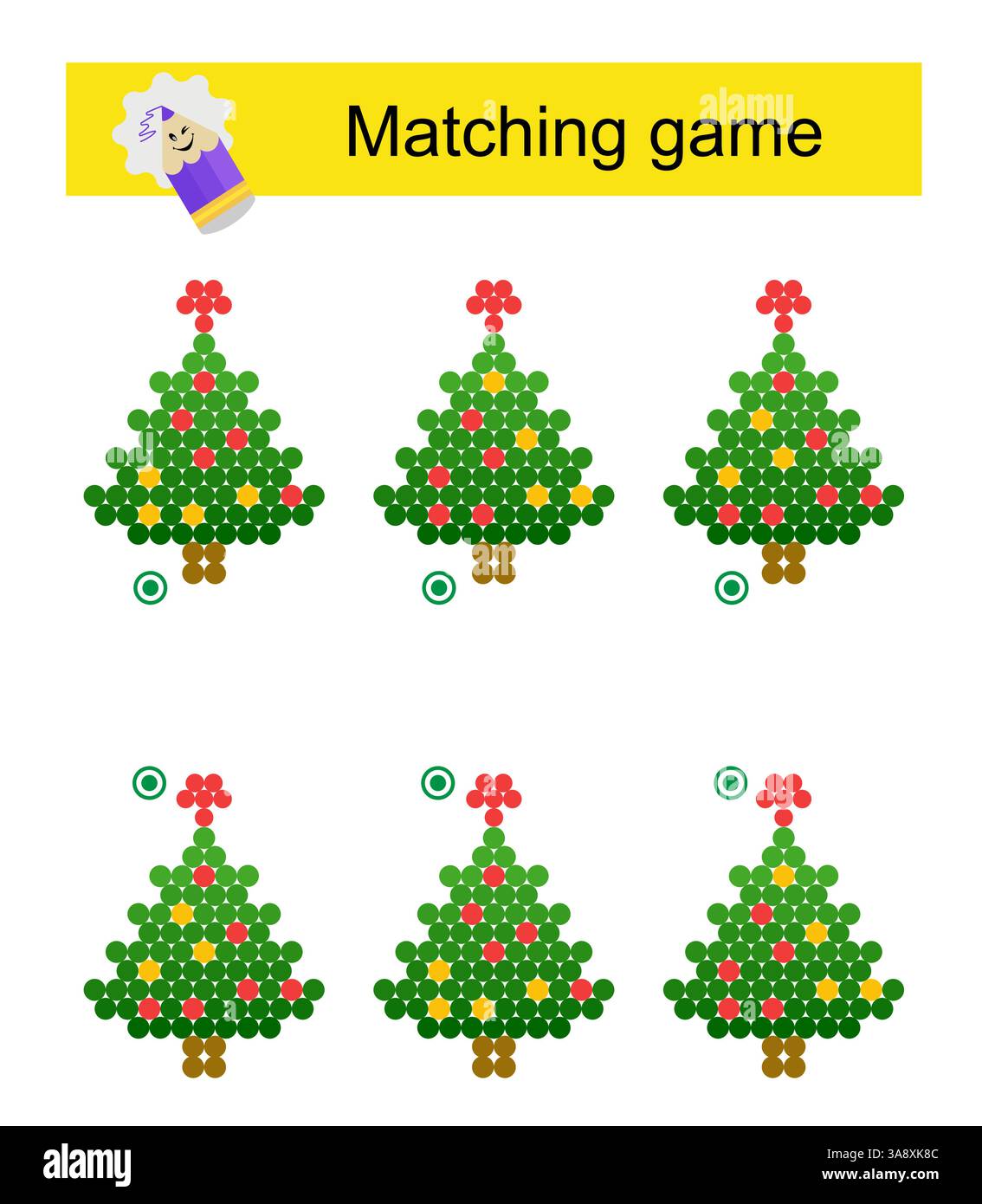 Matching game for kids. Find the correct pattern of cartoon Christmas ...