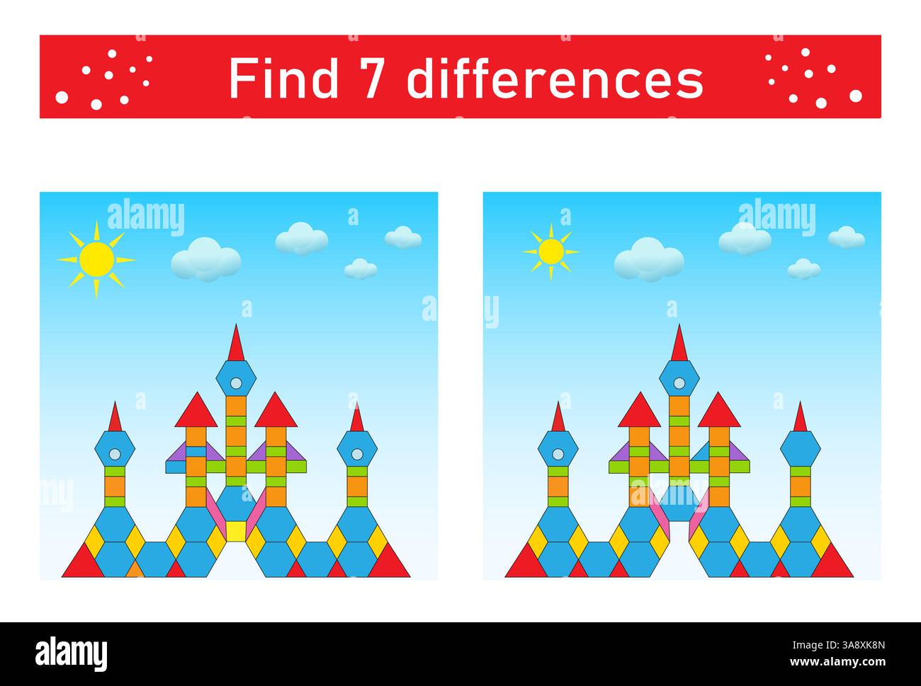 Find 7 differences. Logic puzzle game for children. Preschool worksheet activity. Vector ...