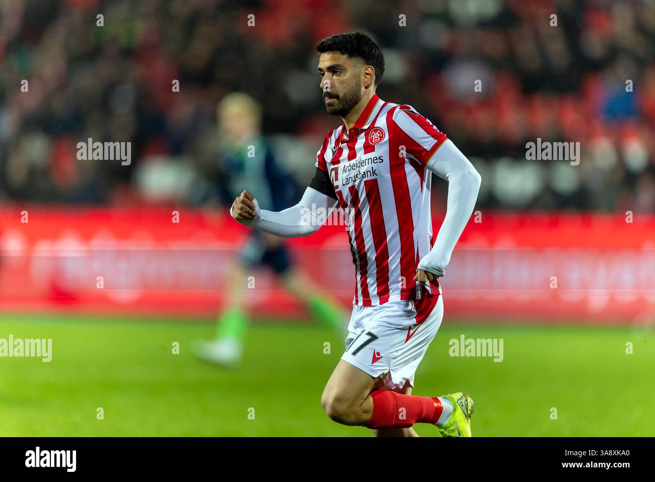 Aalborg, Denmark. 28th Mar, 2025. Andres Jasson (17) of AaB seen during ...