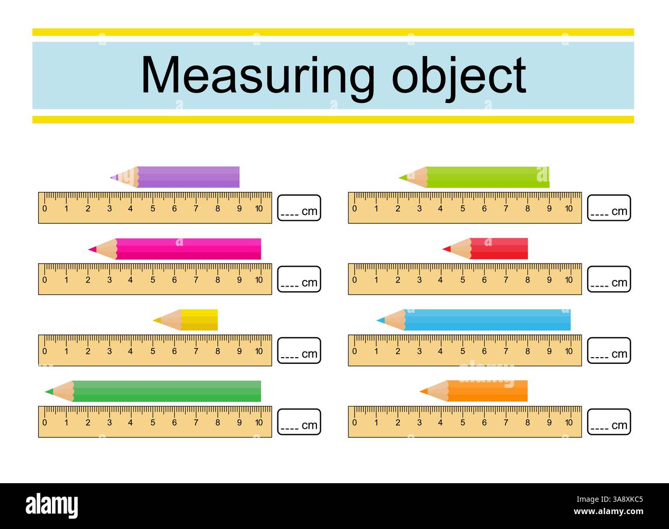 Worksheet for preschool kids. Measuring the length of pencils with a ...