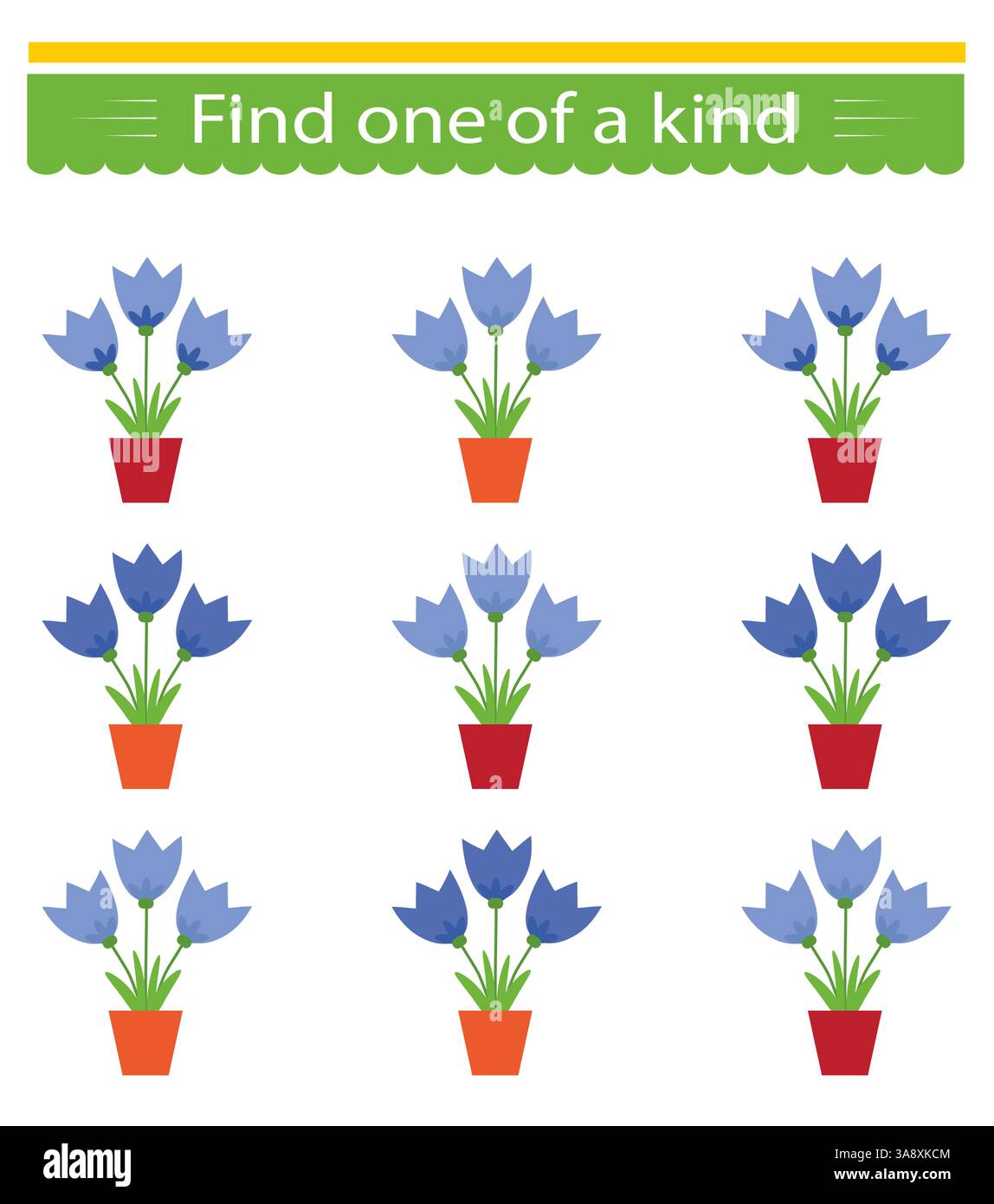 Educational game for kids. Need to find one of a kind flower pot ...