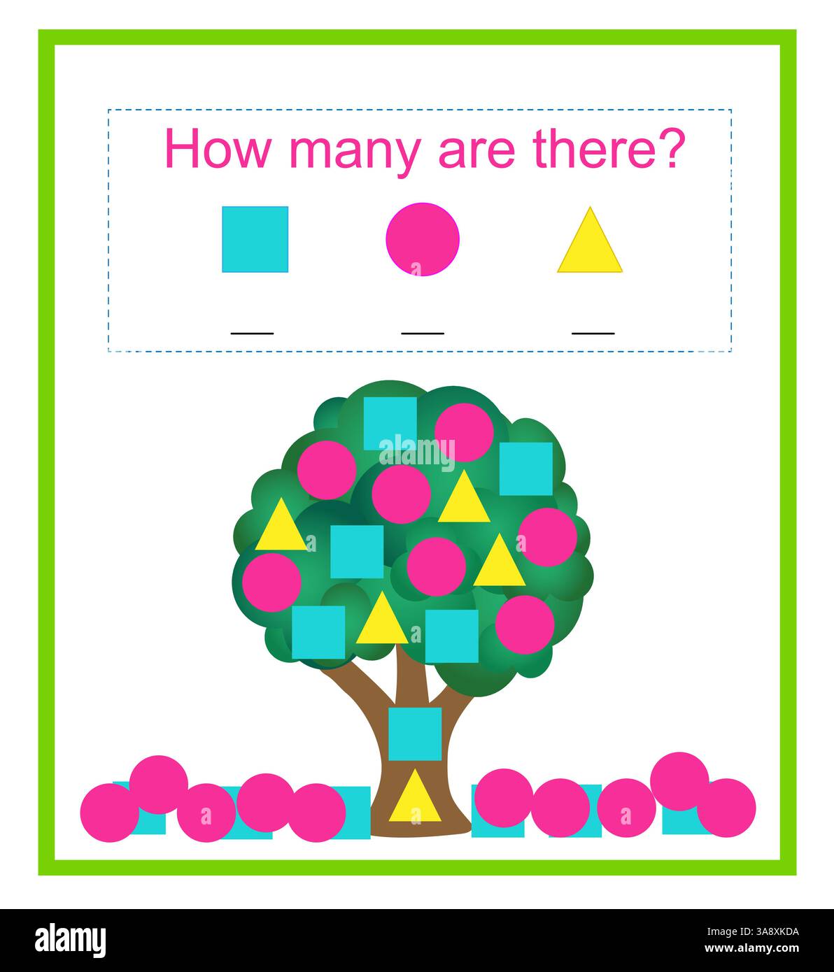 Math activity for children. How many geometric shapes? Developing ...