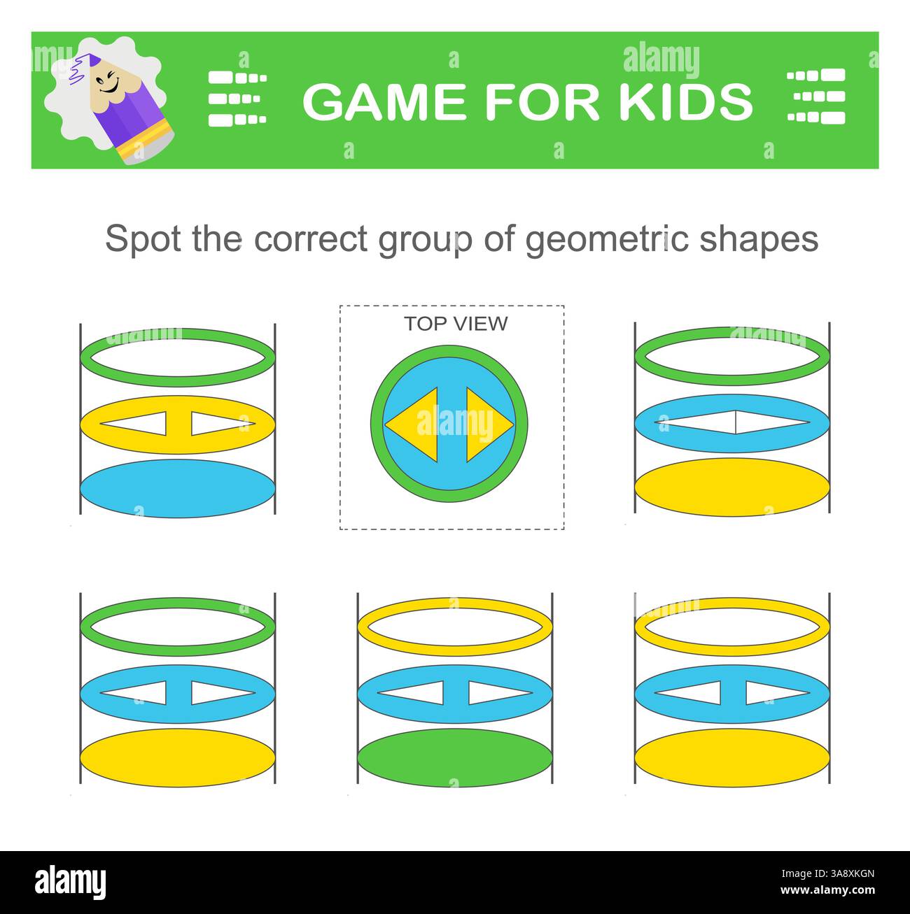 Find the correct group of geometric shapes. Logical game. Attention ...