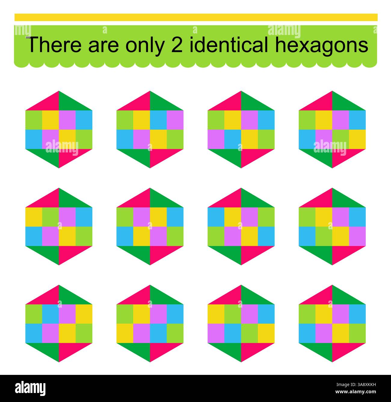 Fun puzzle game. Need to find two identical hexagons. Task for ...