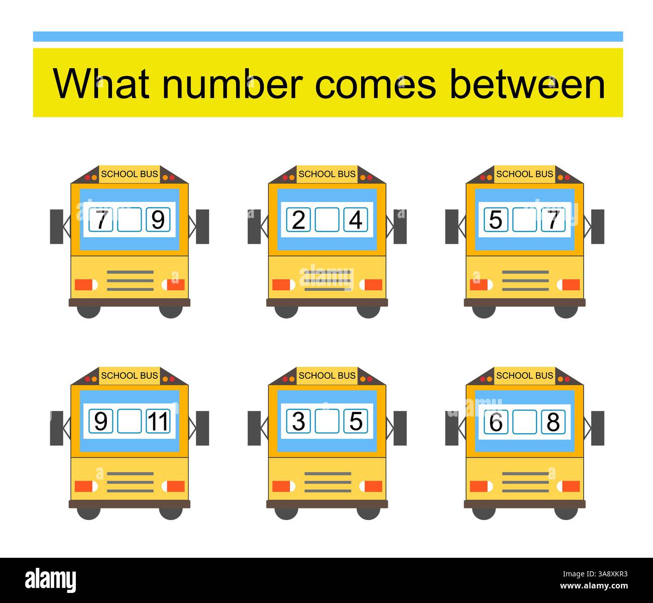 What number comes between. Math worksheets for kids. Vector ...