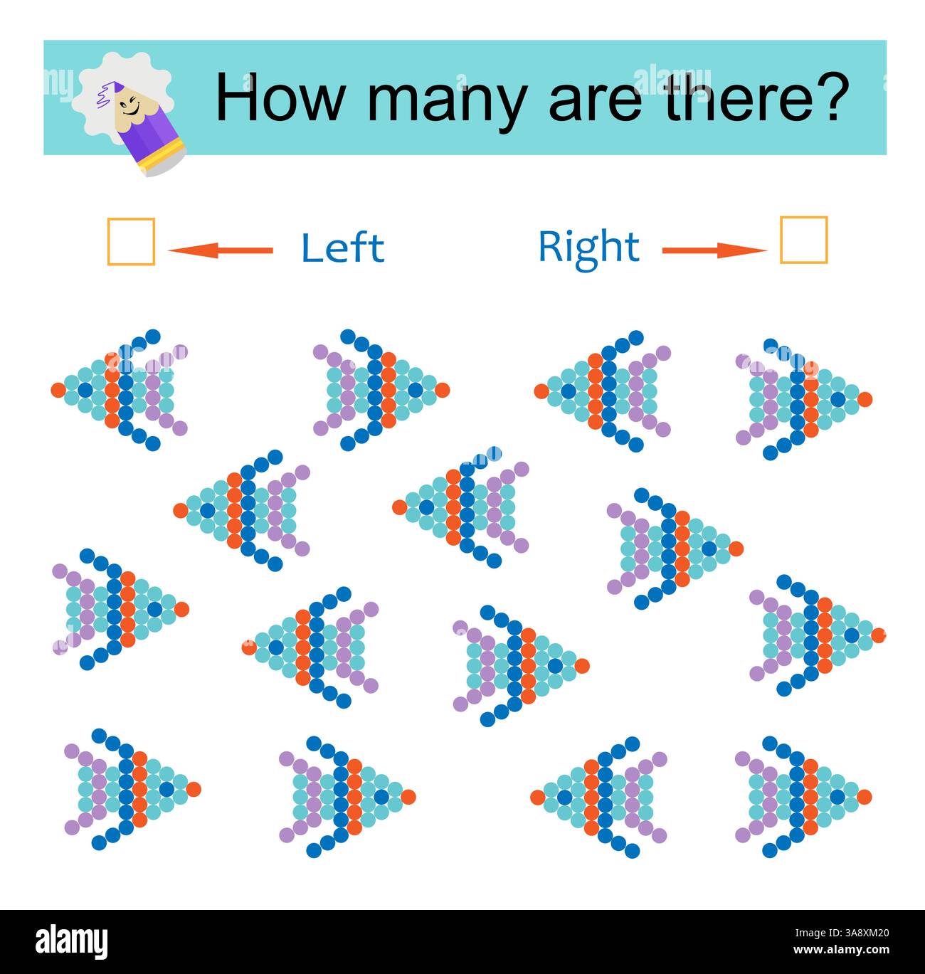 Math activity for kids. Developing numeracy skills. Cartoon fishes ...