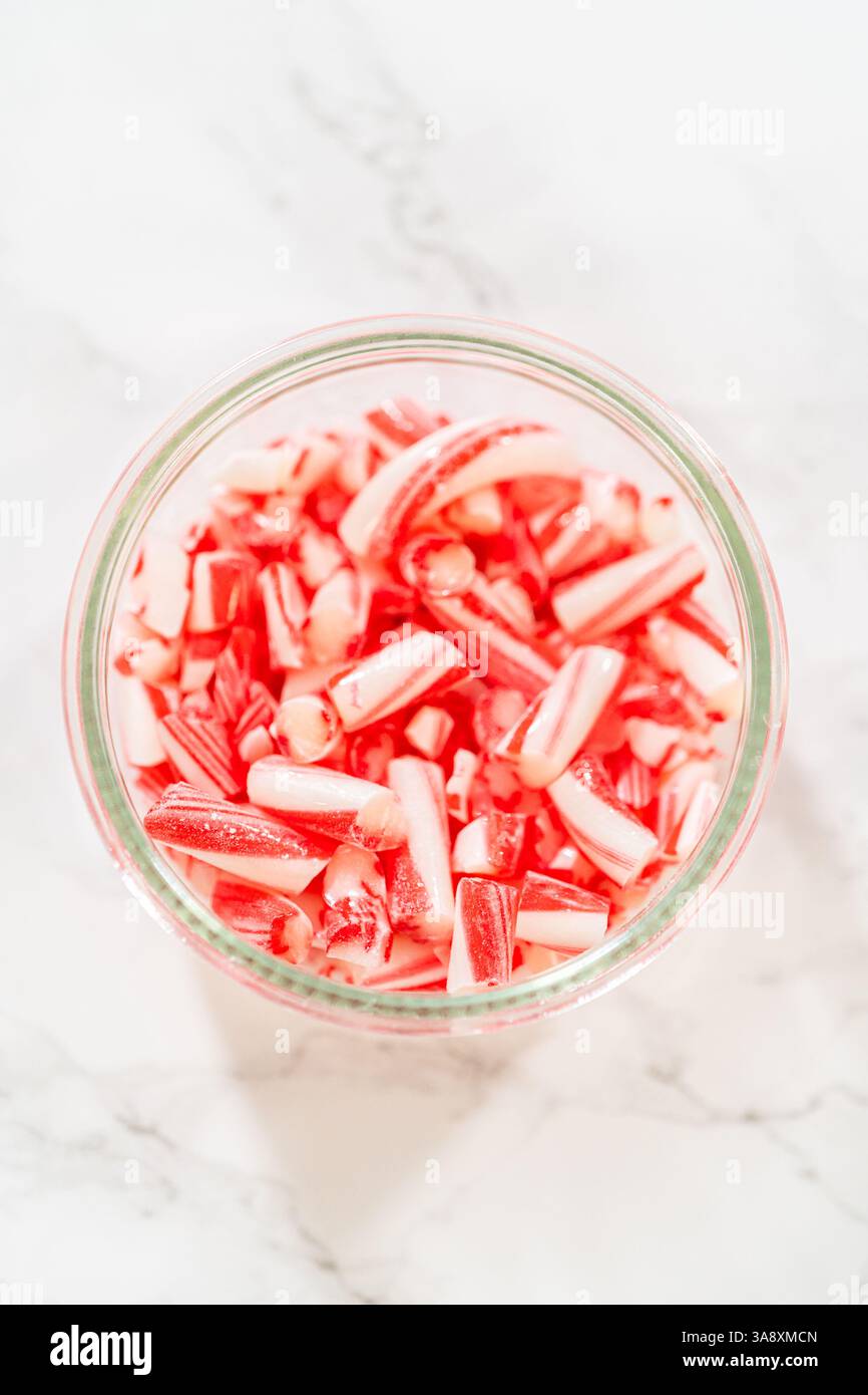 Preparing Crushed Candy Canes for Baking Projects Stock Photo - Alamy