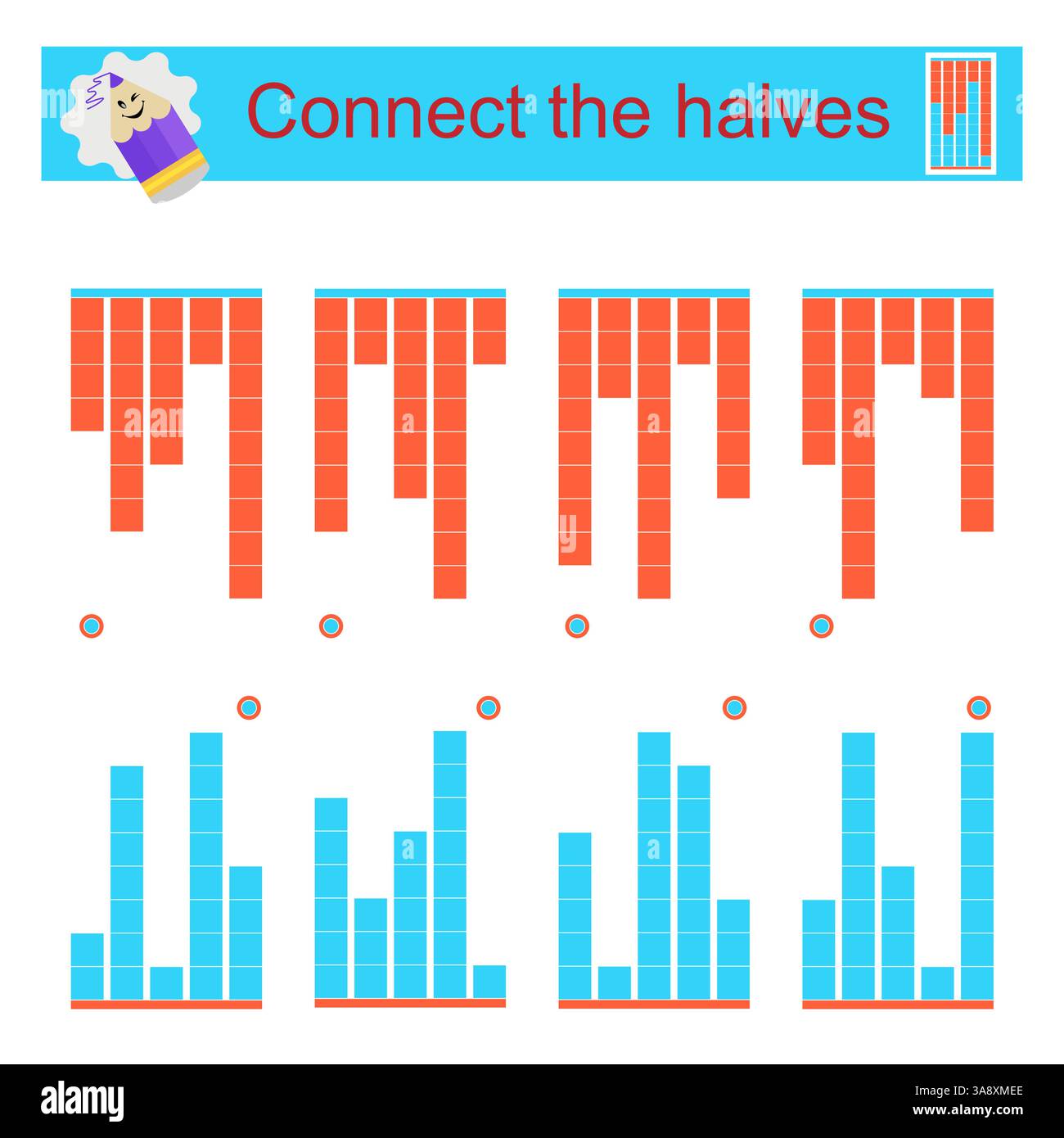 Fun puzzle game for kids. Need to connect the halves. Task for development of attention and ...