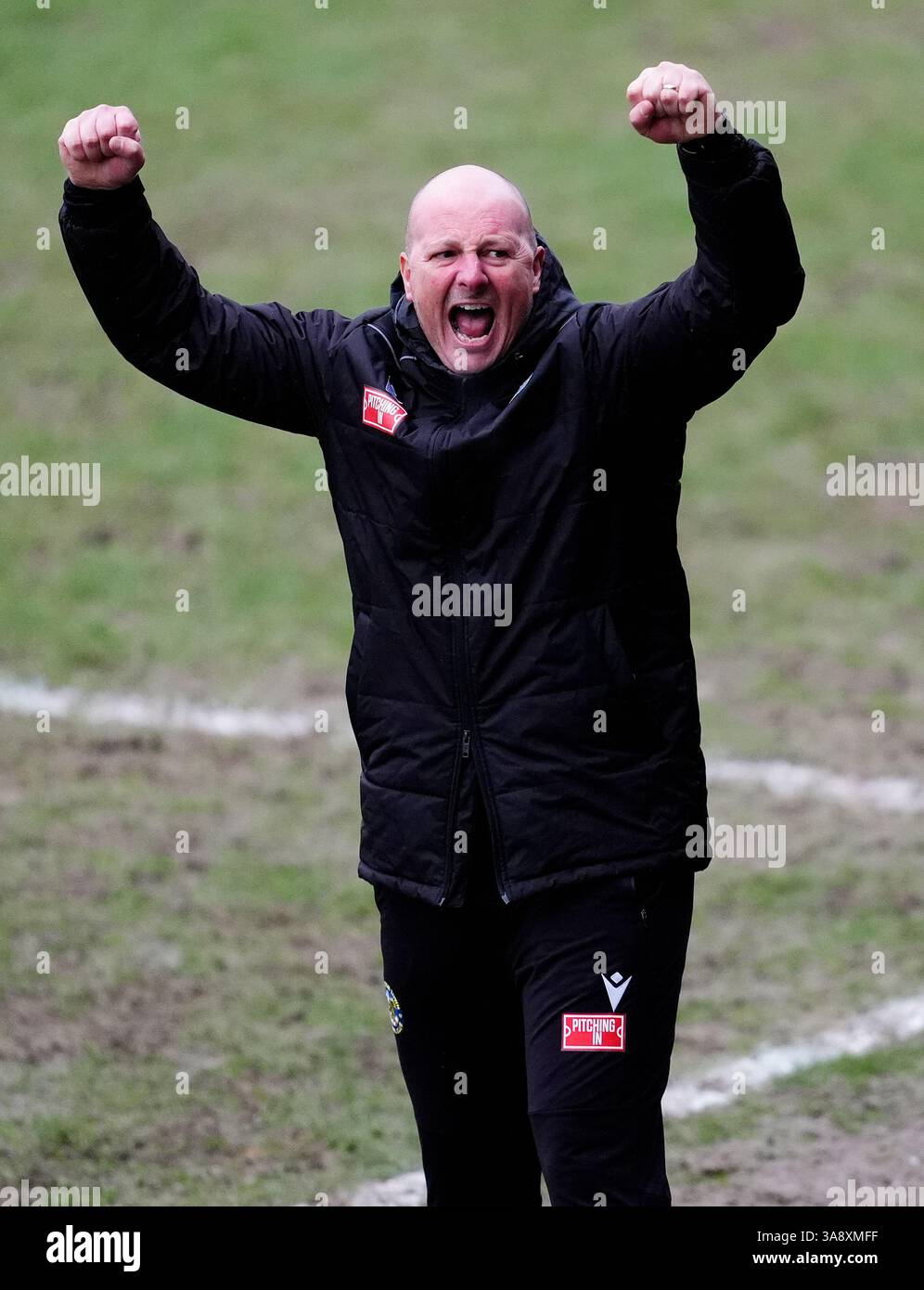 Stockton Town manager Michael Dunwell celebrates after the Northern ...