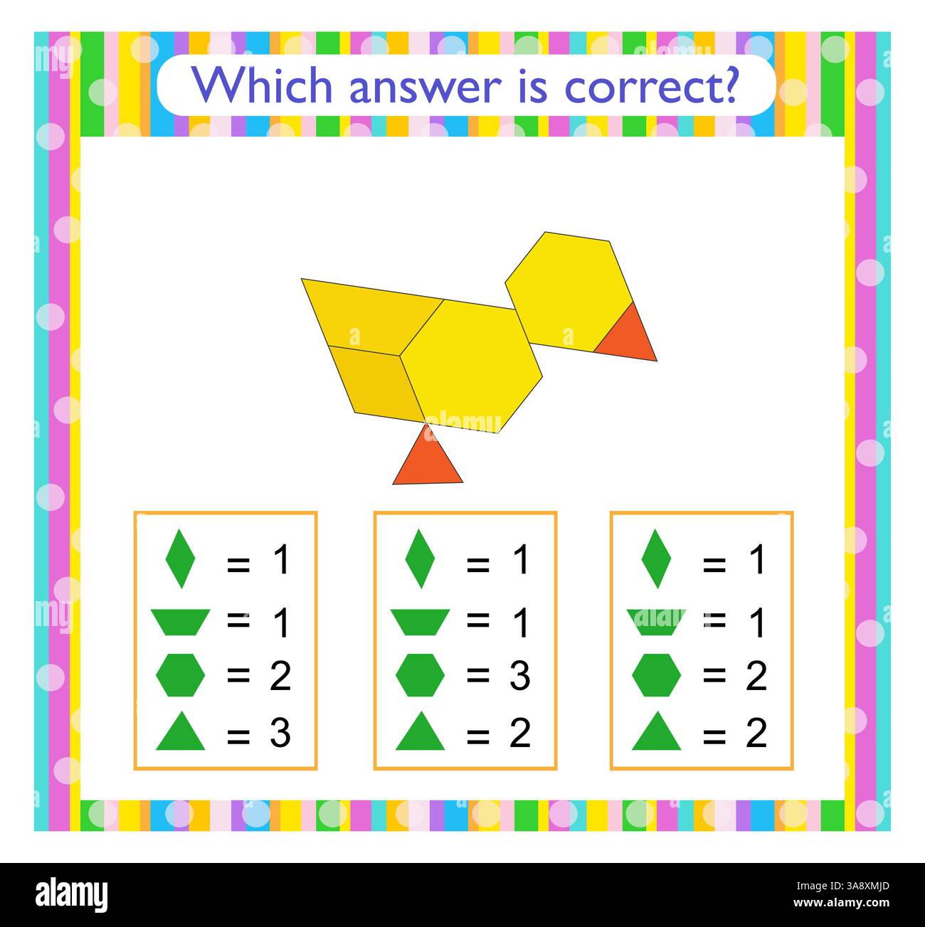 Math activity for kids. Find the correct answer. Cartoon chick ...