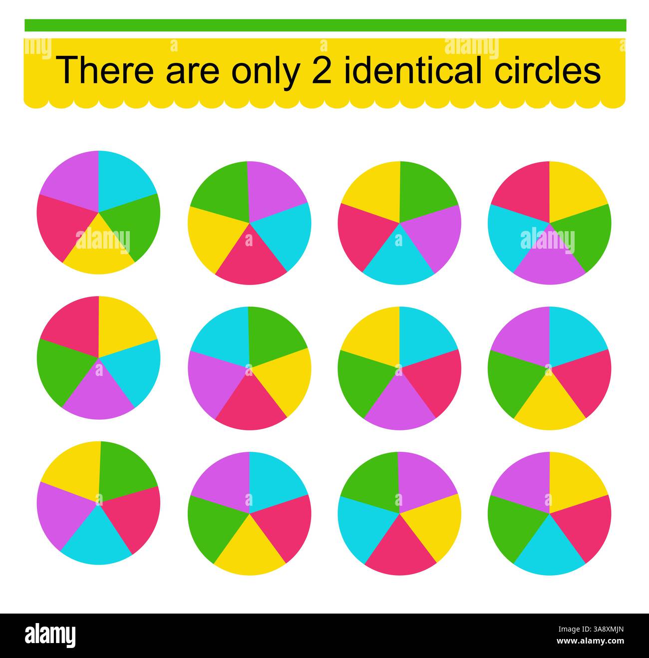 Fun puzzle game for kids. Need to find two identical circles. Task for development of attention ...