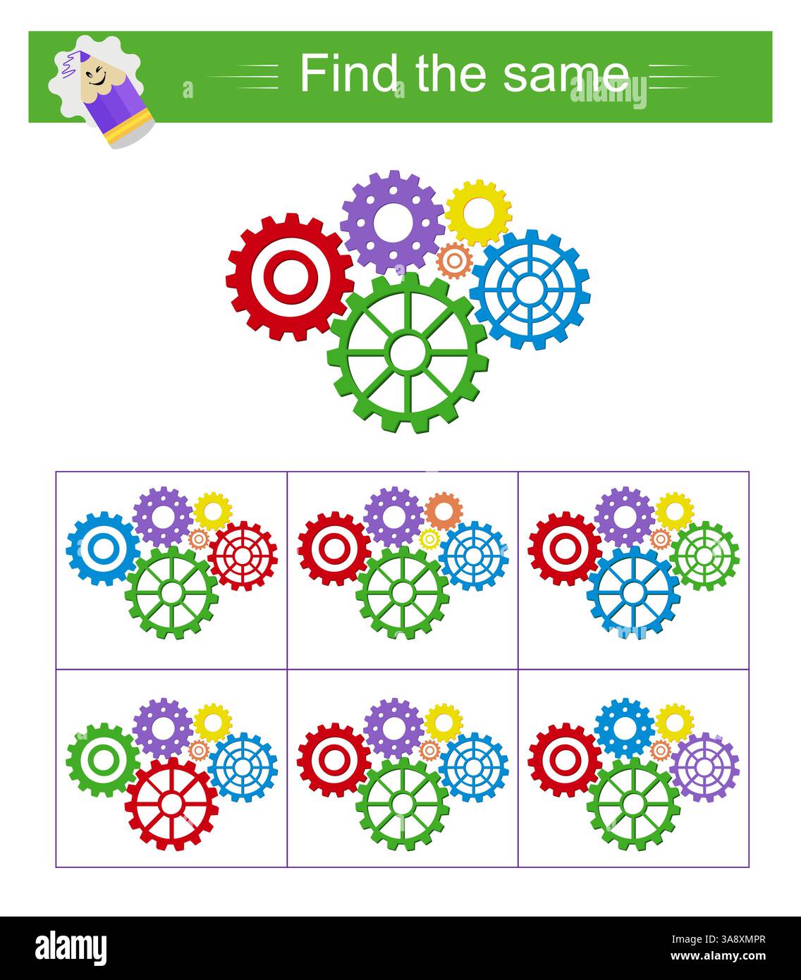 Puzzle game for kids. Task for development of attention and logic. Need to find same group of ...