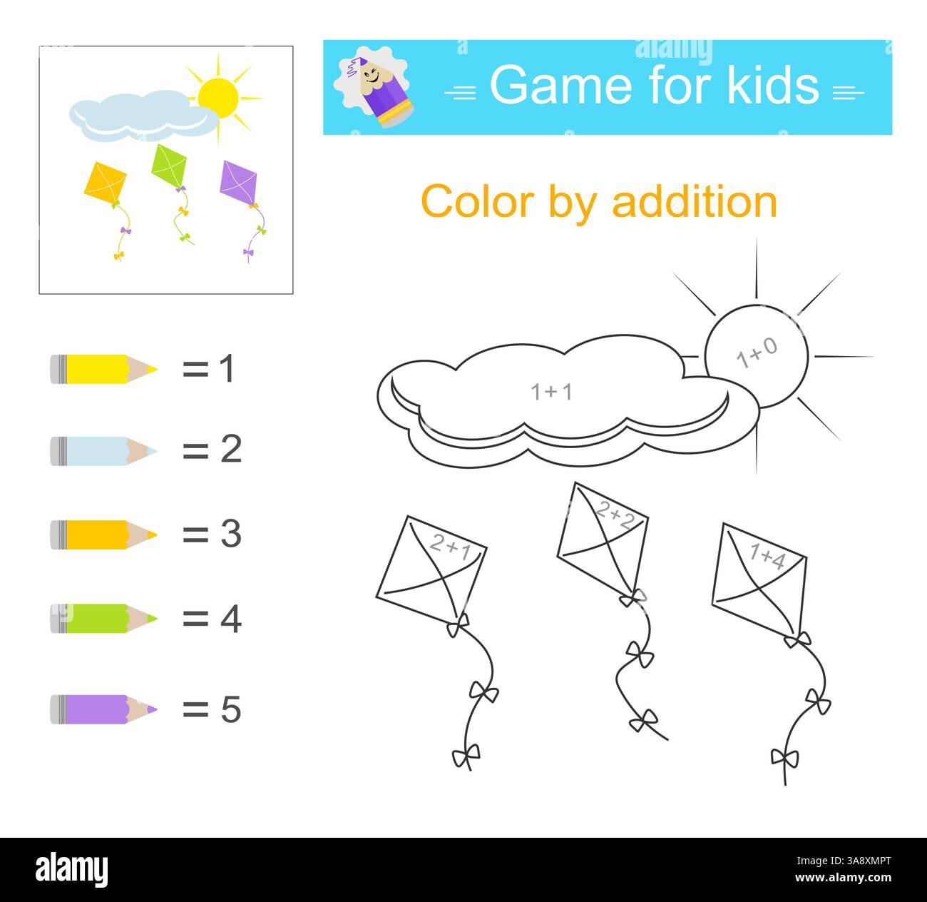 Color by addition. Math activity for kids. Developing numeracy skills ...