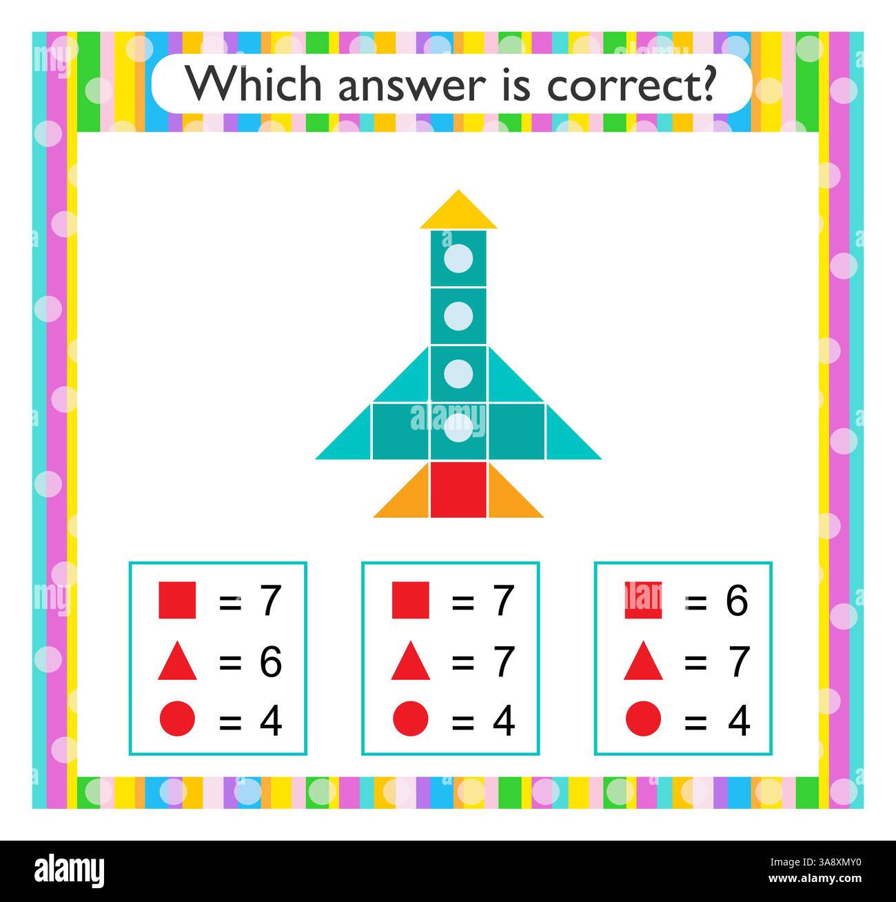 Math activity for kids. Find the correct answer. Cartoon airplane ...
