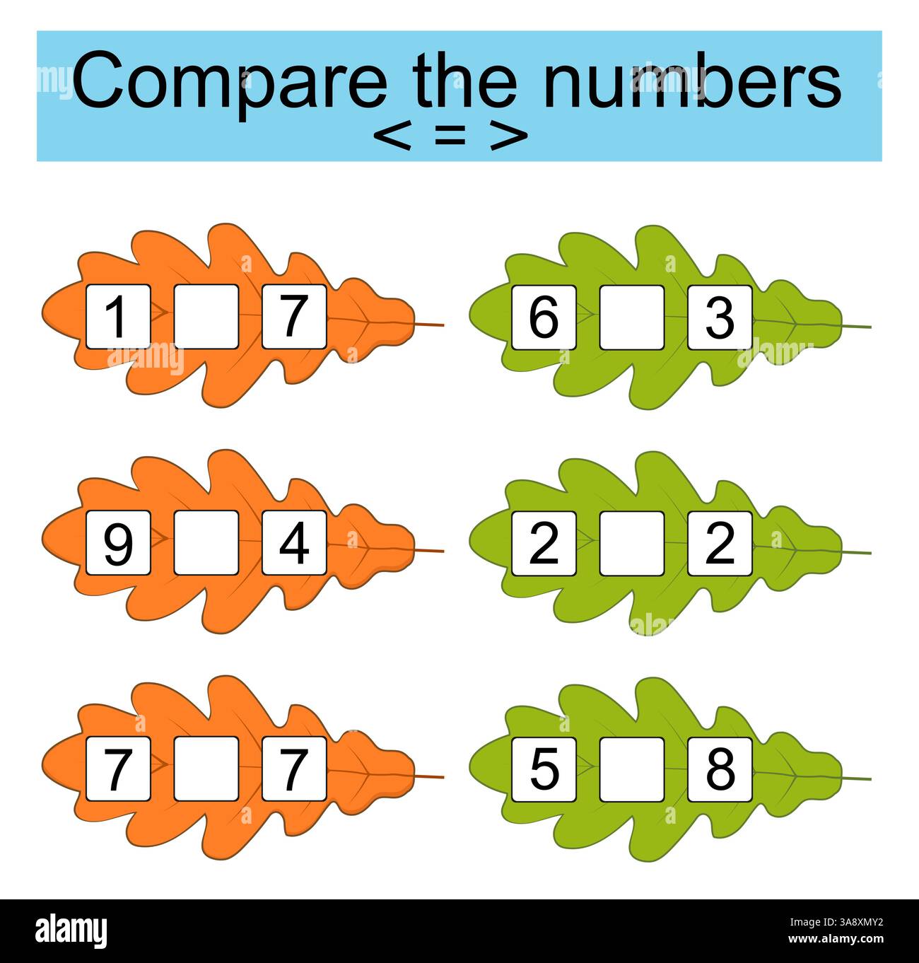 Math activity for kids. Compare the numbers. Number range up to 10 ...