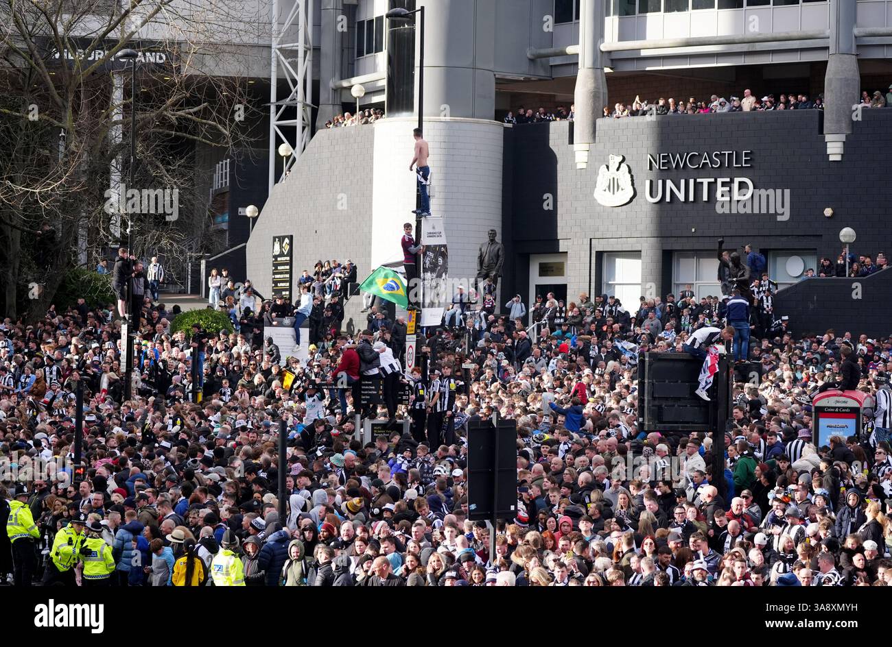 Newcastle United fans outside St James' Park, ahead of the Carabao Cup ...