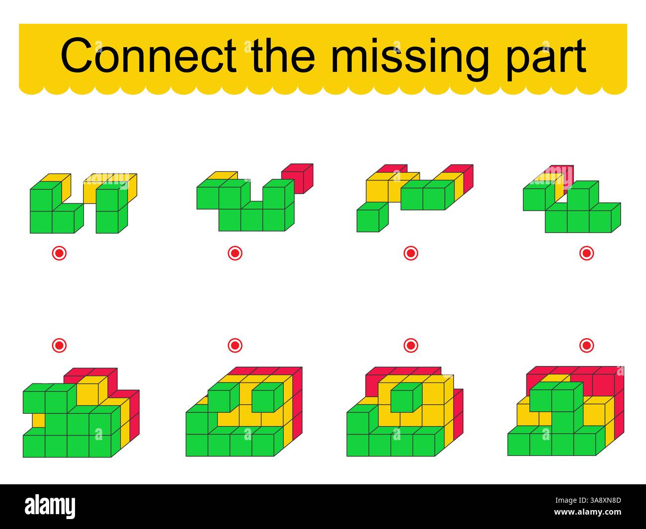 Fun puzzle game for kids. Need to connect the missing part. Task for development of attention ...