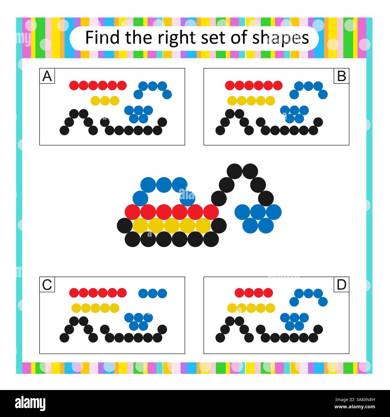 Logic puzzle for children. Find the correct set of cartoon excavator. Vector illustration ...