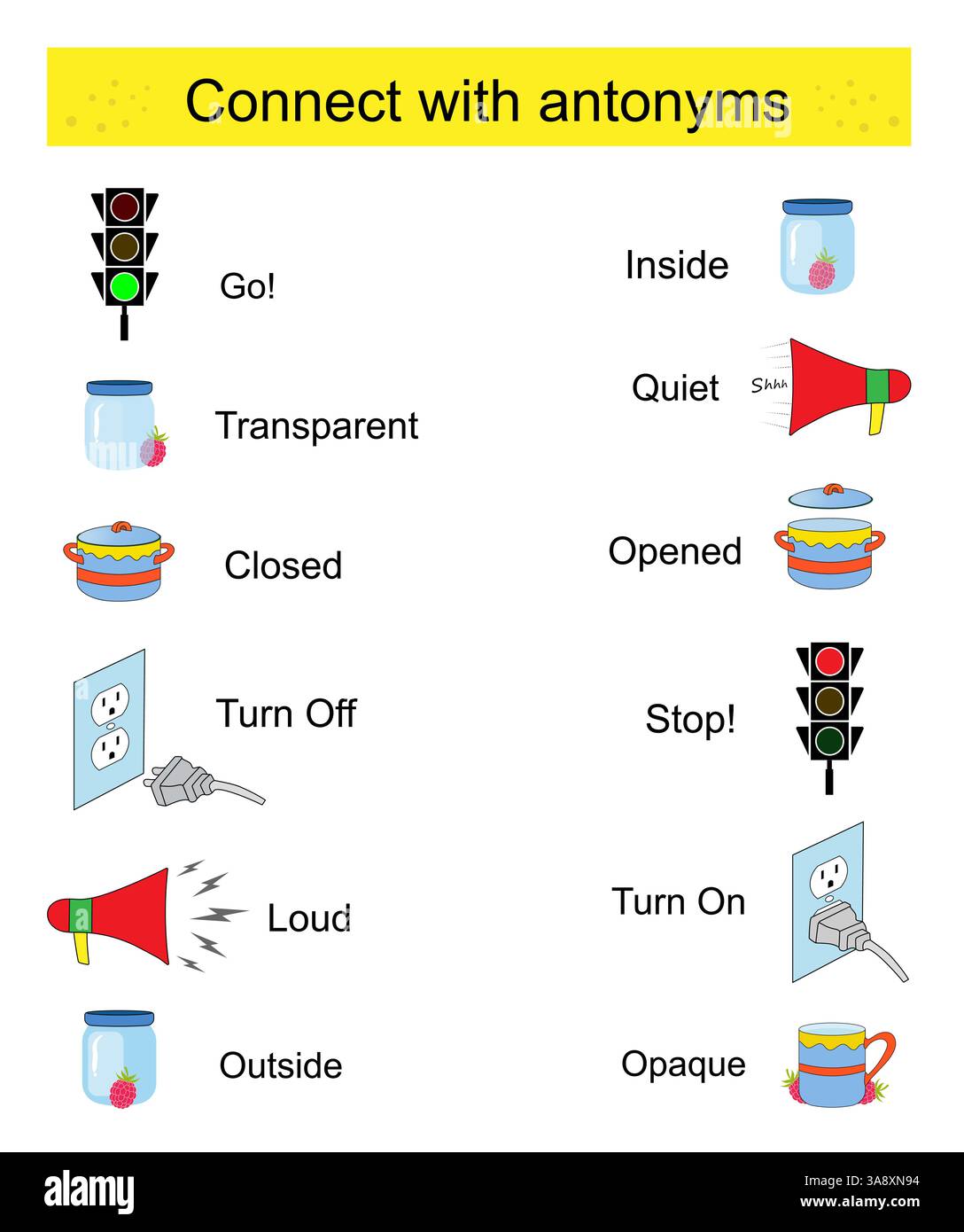Educational material for kids. Connect with antonyms. Opposites words ...