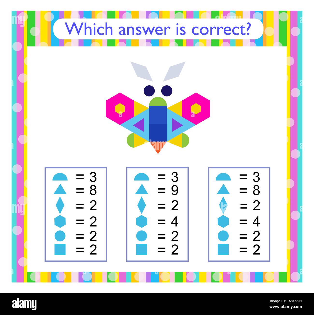 Math activity for kids. Need to find the correct answer. Cartoon ...