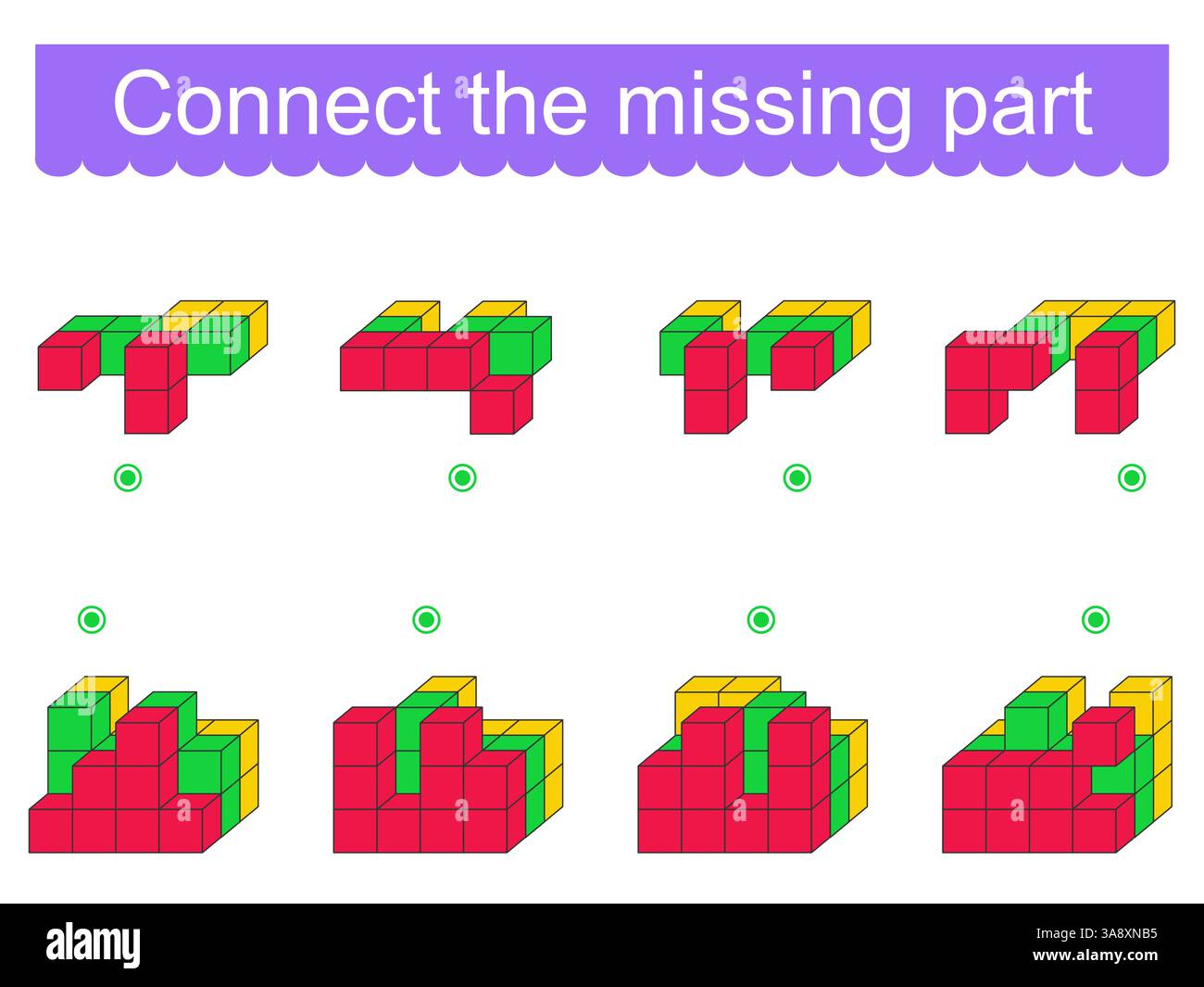 Fun puzzle game for kids. Need to connect the missing part. Task for development of attention ...