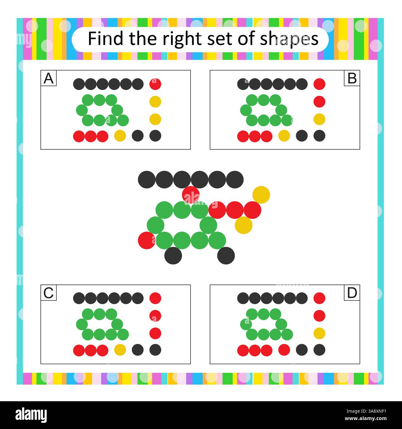 Logic puzzle for children. Find the correct set of cartoon helicopter ...
