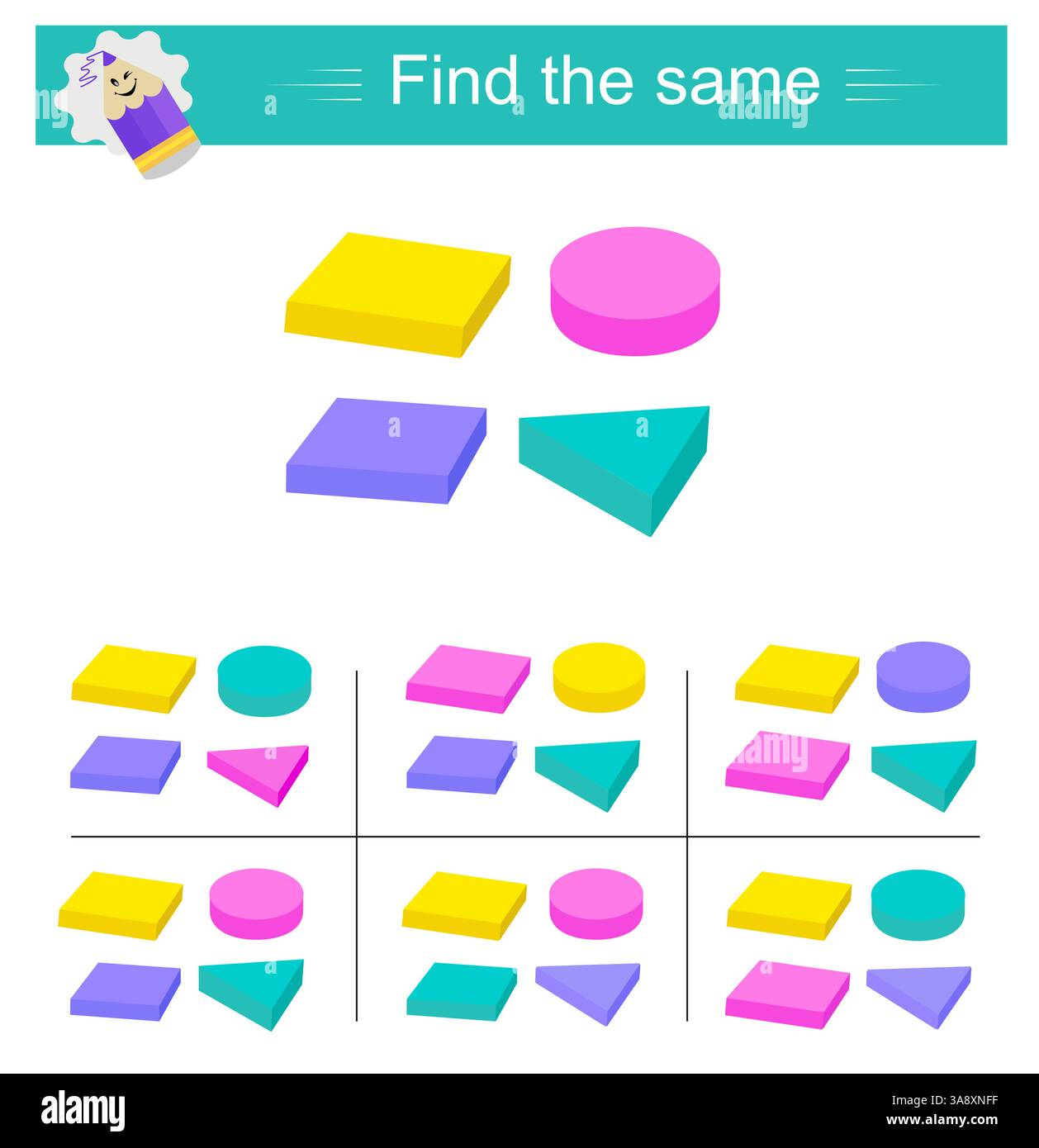 Puzzle game for children. Task for development of attention and logic. Need to find same group ...