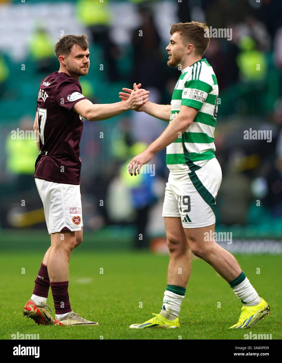 Heart of Midlothian's Alan Forrest (left) and Celtic's James Forrest ...