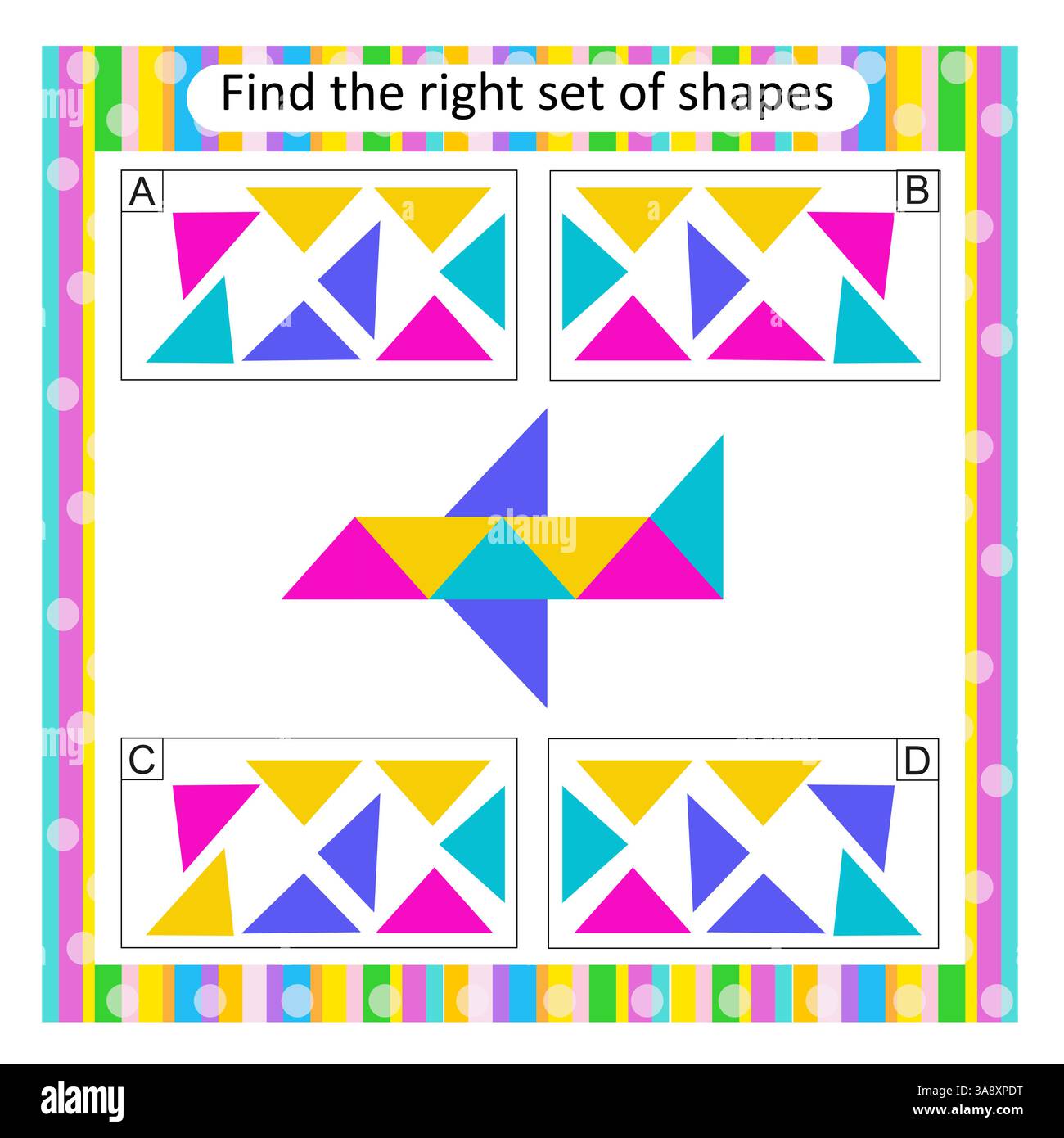 Logic puzzle for kids. Find the correct set of cartoon airplane. Preschool worksheet activity ...