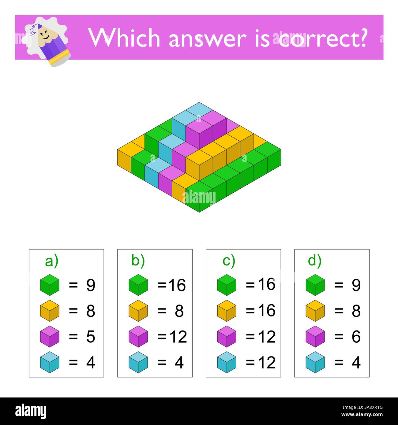 Math game for kids. Need to find the correct answer. Practice worksheet ...