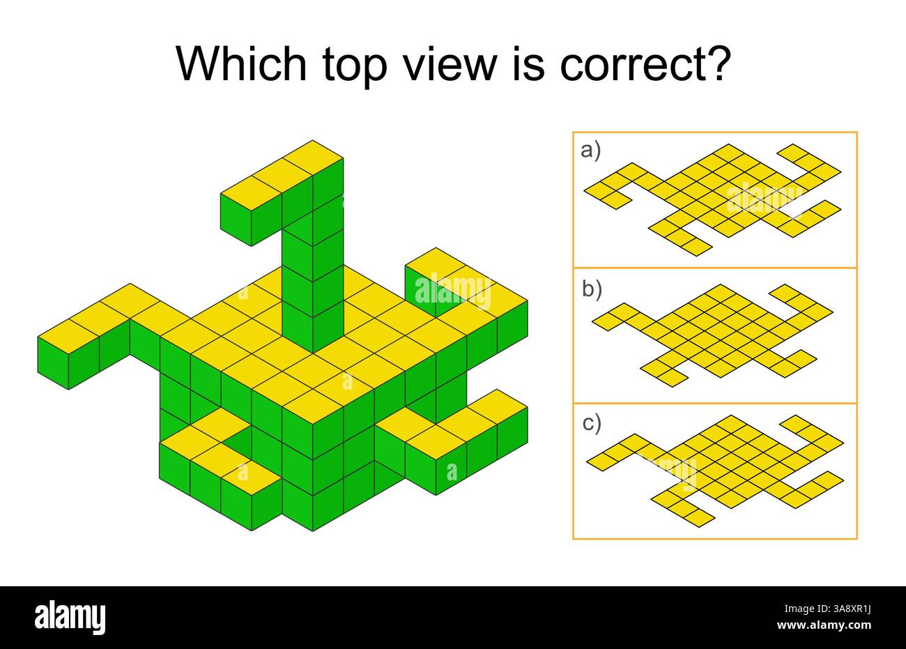 Logic puzzle for children. Which top view is correct? IQ training test ...