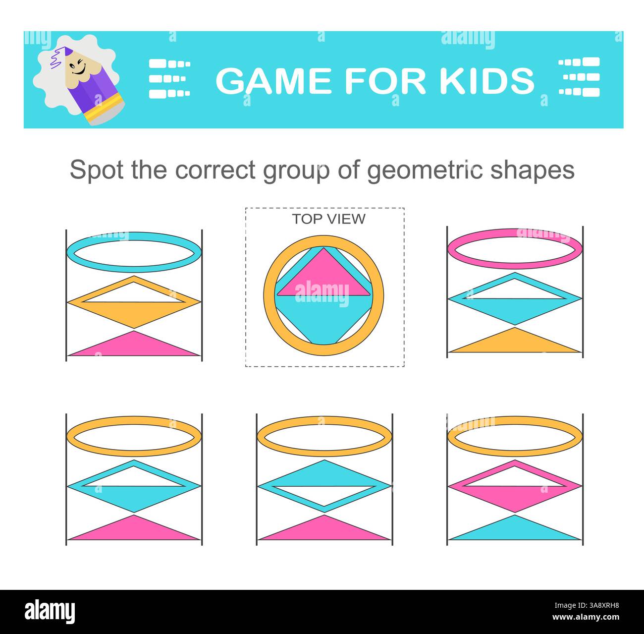 Find the correct group of geometric shapes. Logical game. Attention ...