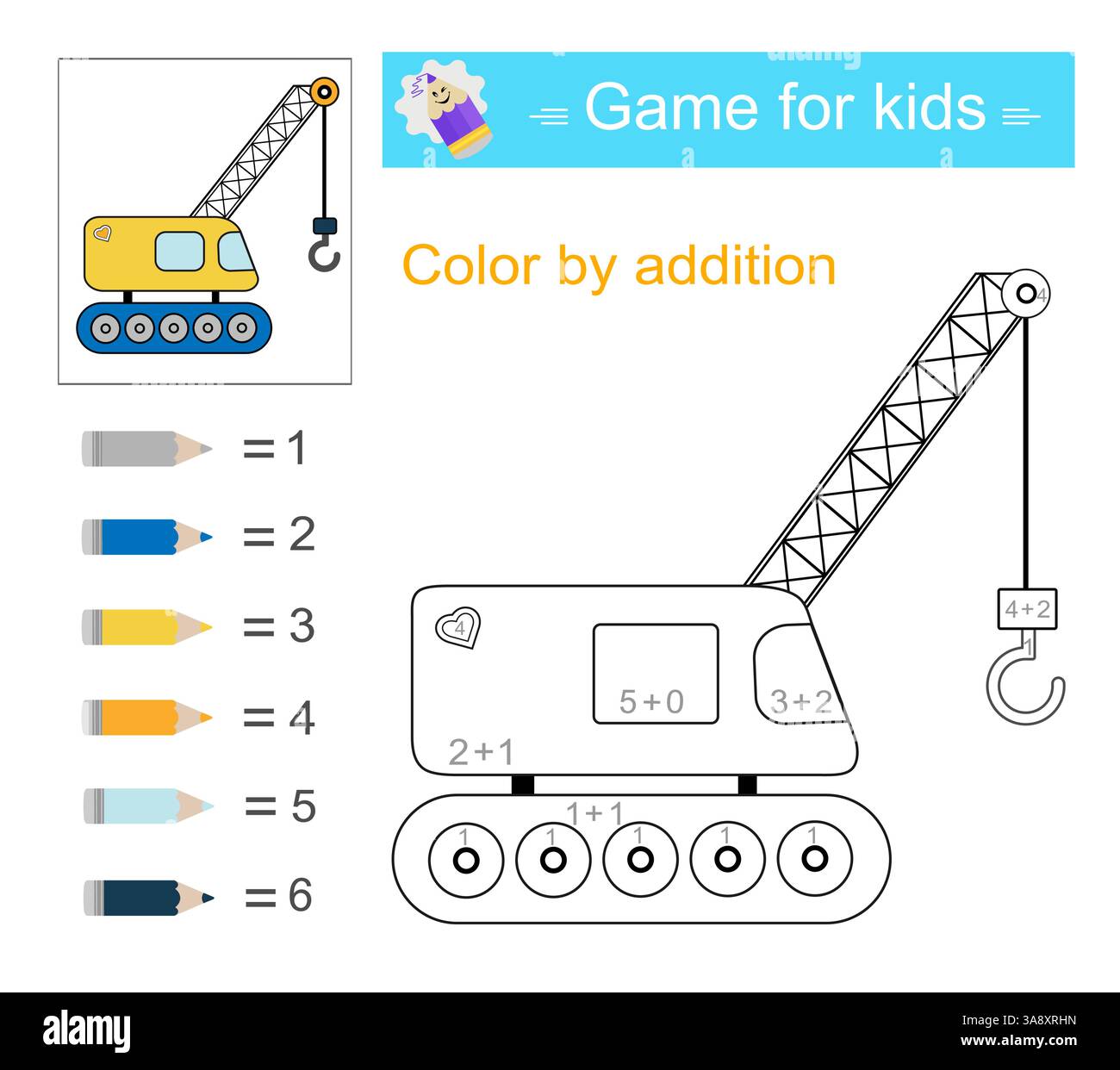 Color by addition. Math activity for children. Developing numeracy ...