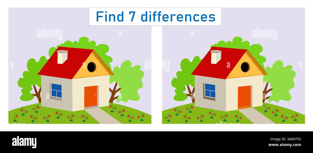 Find 7 differences. Logic puzzle game for children. Preschool worksheet activity. Vector ...