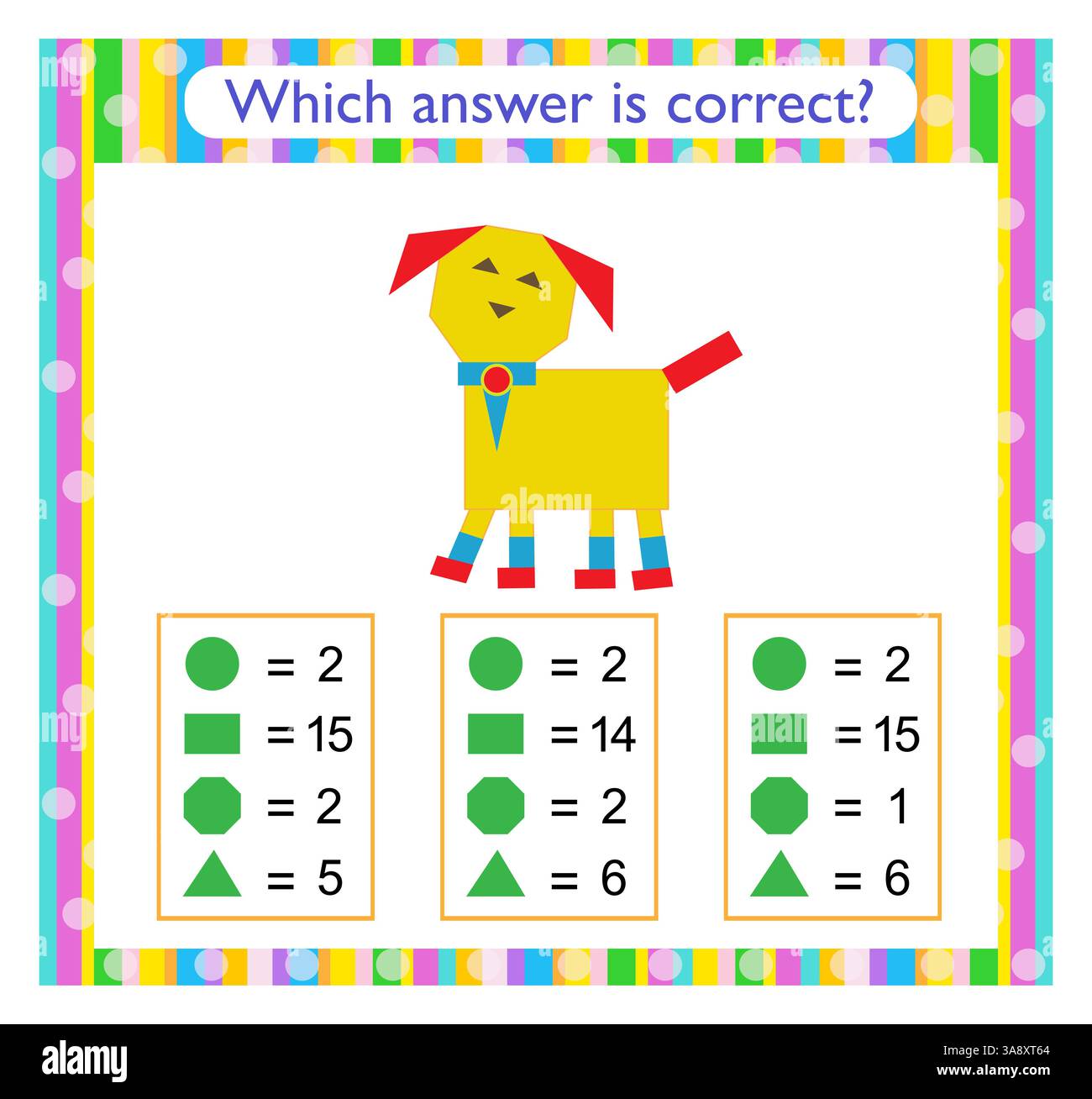 Math activity for kids. Find the correct answer. Cartoon animal ...