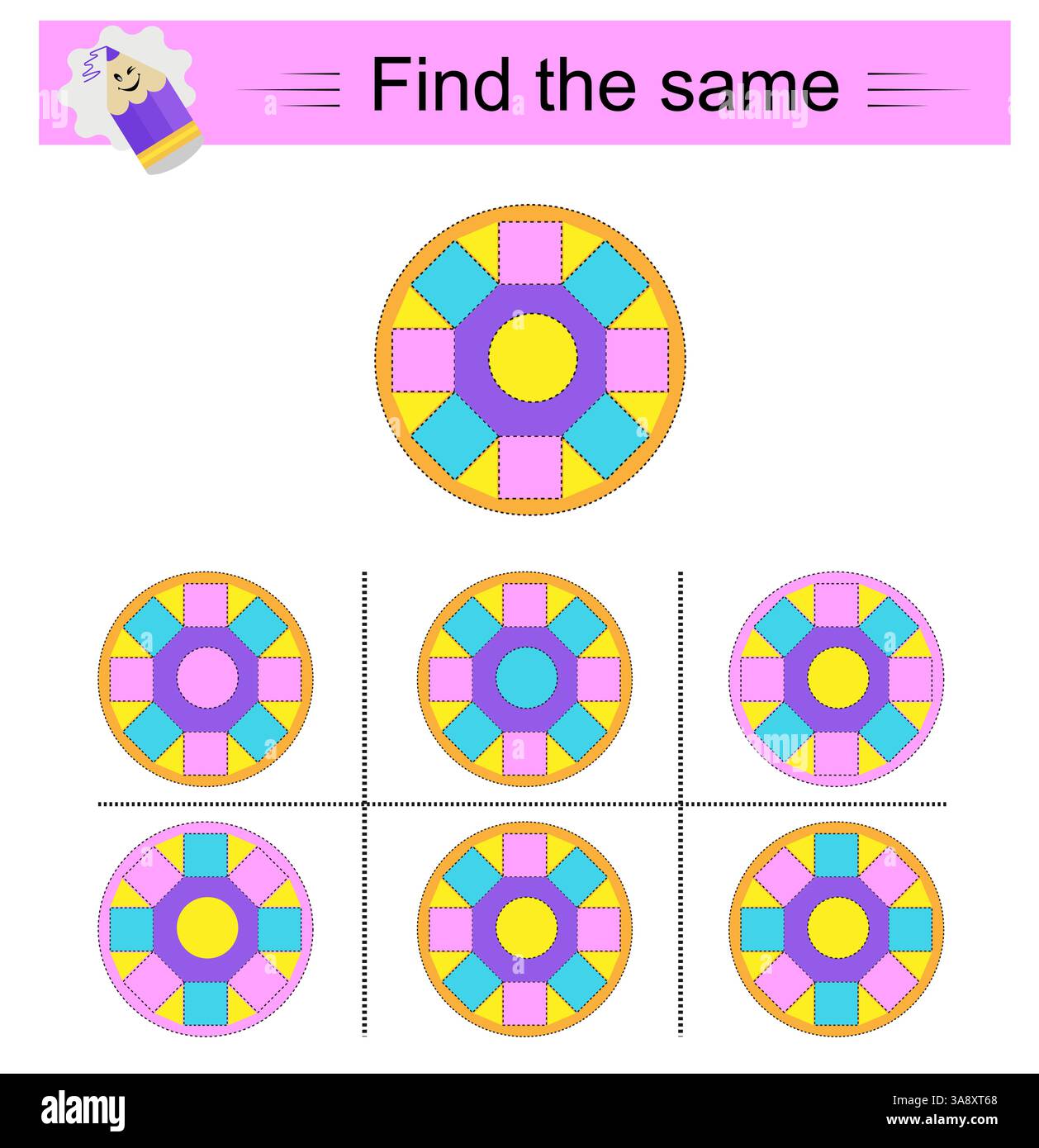 Puzzle game for kids. Task for development of attention and logic. Need to find same group of ...