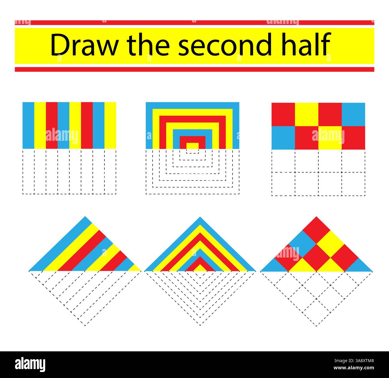 Draw the second half. Coloring book. Preschool worksheet for practicing ...