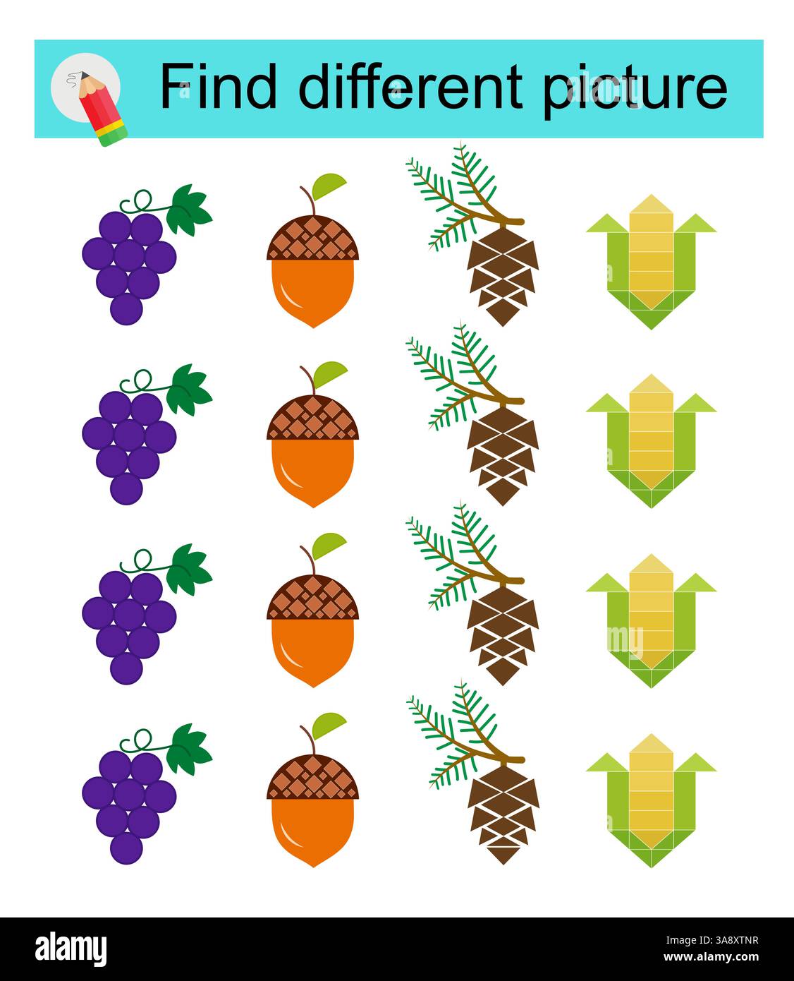 Fun puzzle game for children. Find the odd one in the group. Vector ...