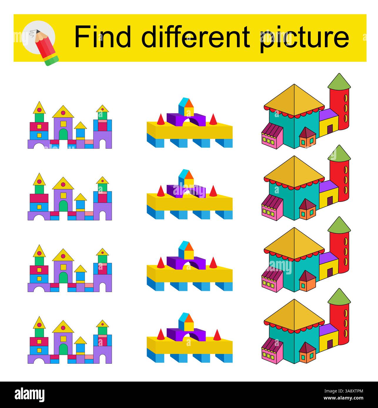 Fun puzzle game for kids. Find the odd one in the group. Vector ...