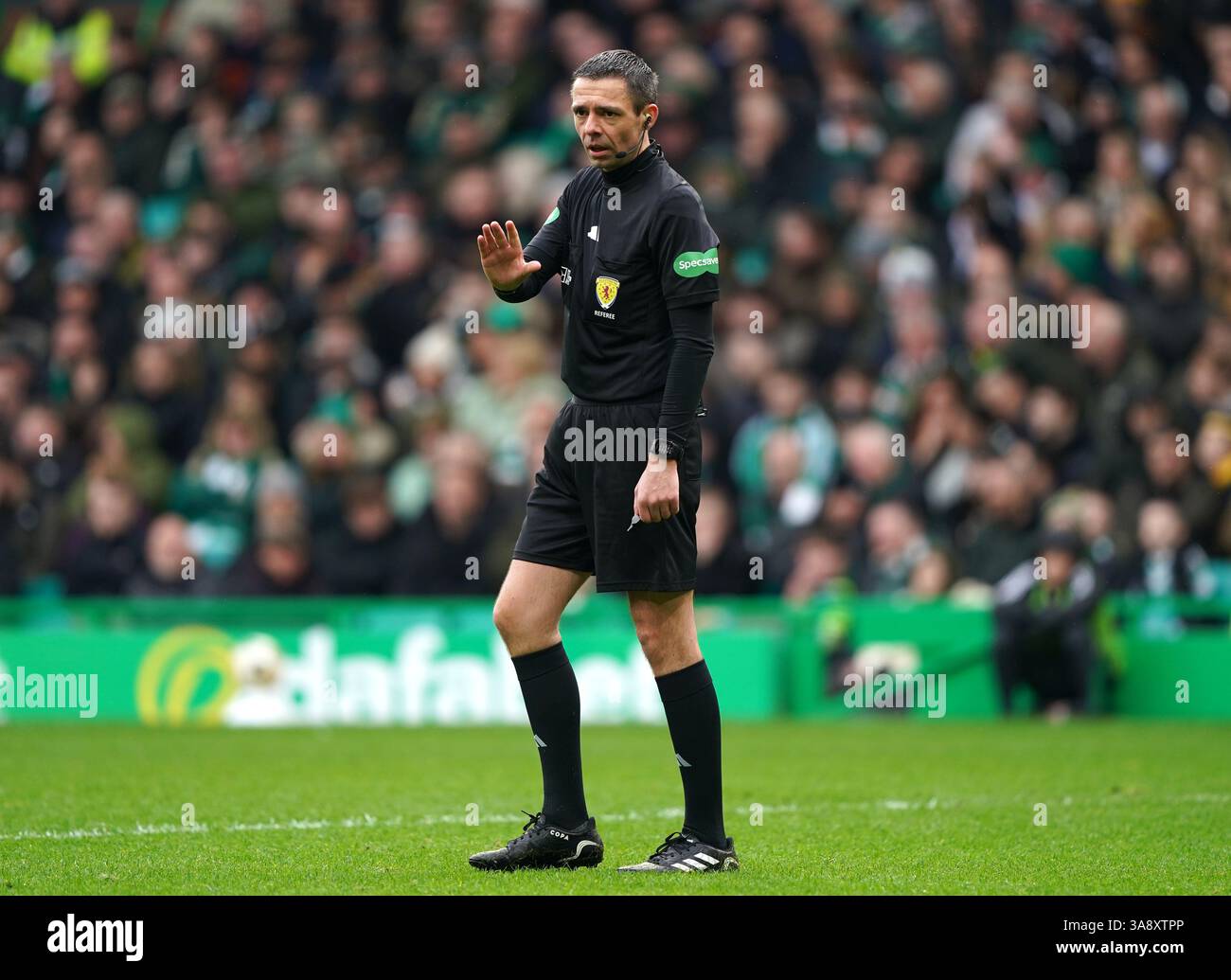 Referee Kevin Clancy during the William Hill Premiership match at ...