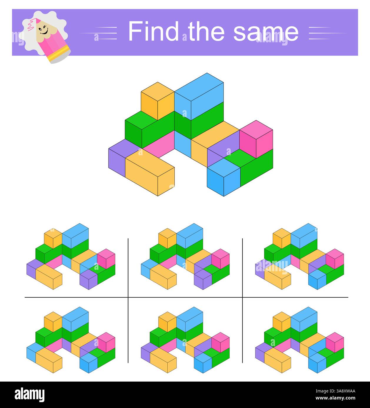 Puzzle game for kids. Task for development of attention and logic. Need to find same group of ...