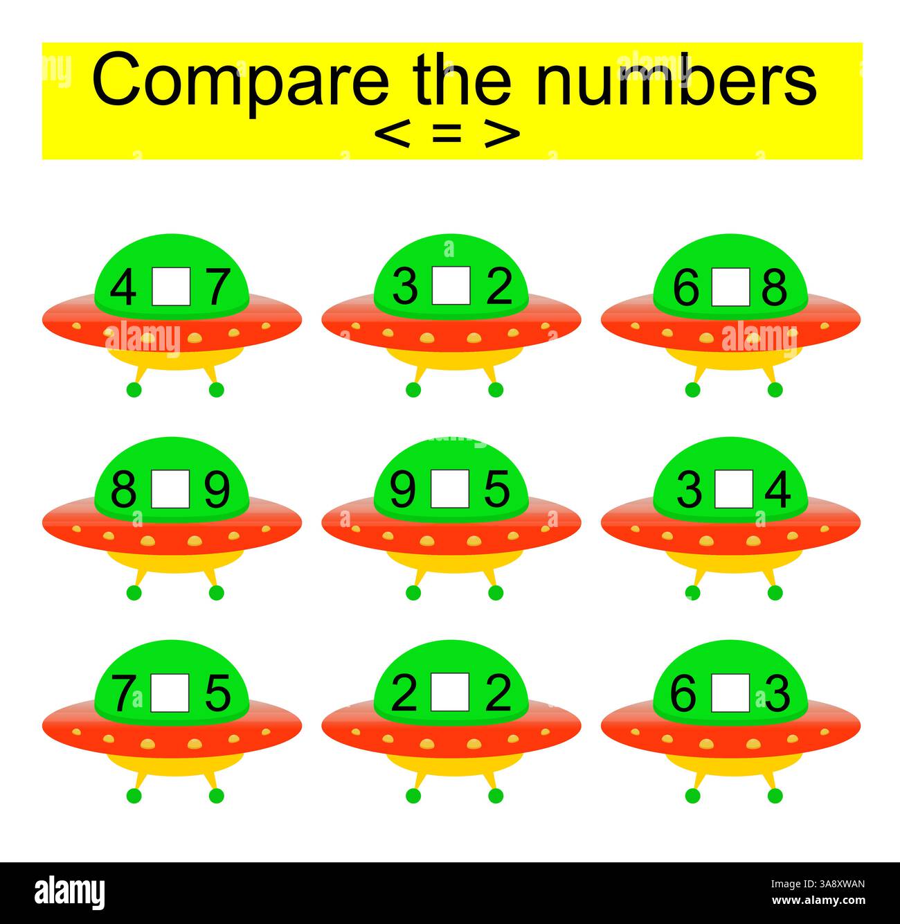 Math activity for kids. Compare the numbers. Number range up to 10 ...